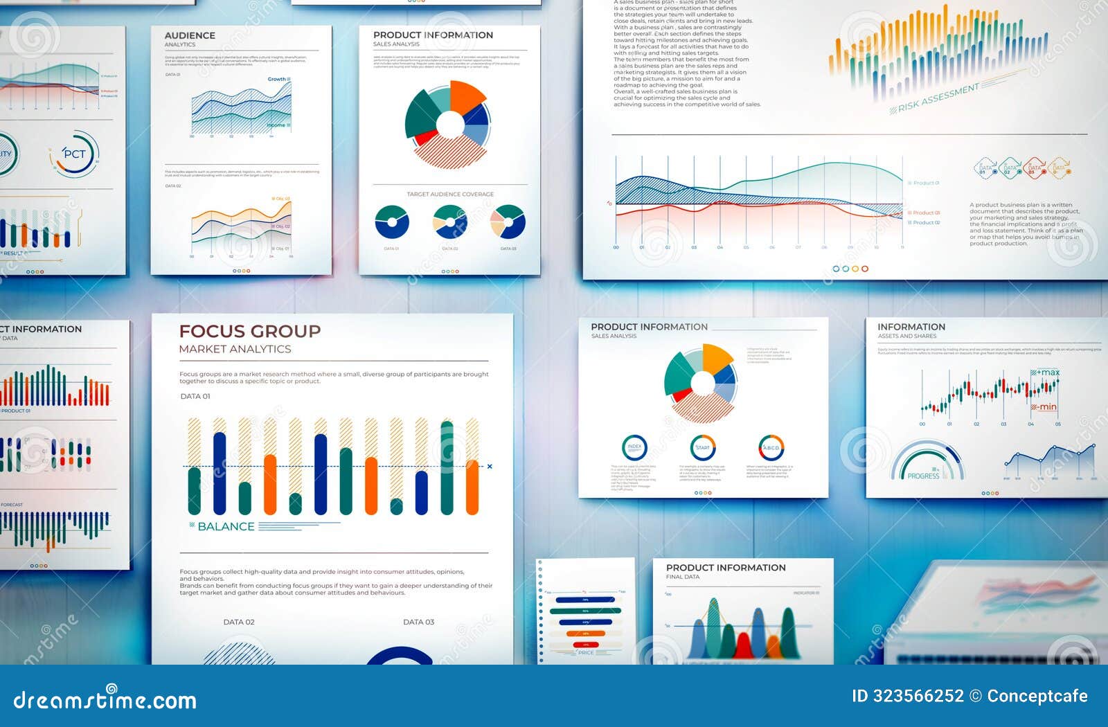 Set of Business Documents with Infographics on the Table. Stock Photo ...