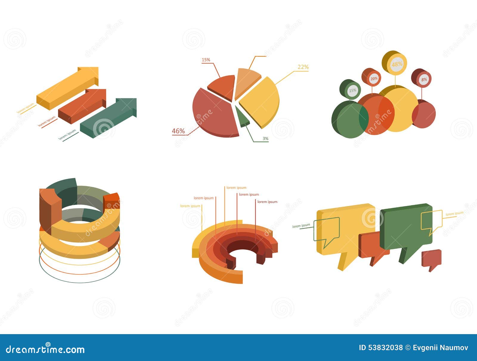 Set of Business Flat, 3D Design Graph Stock Vector - Illustration of ...