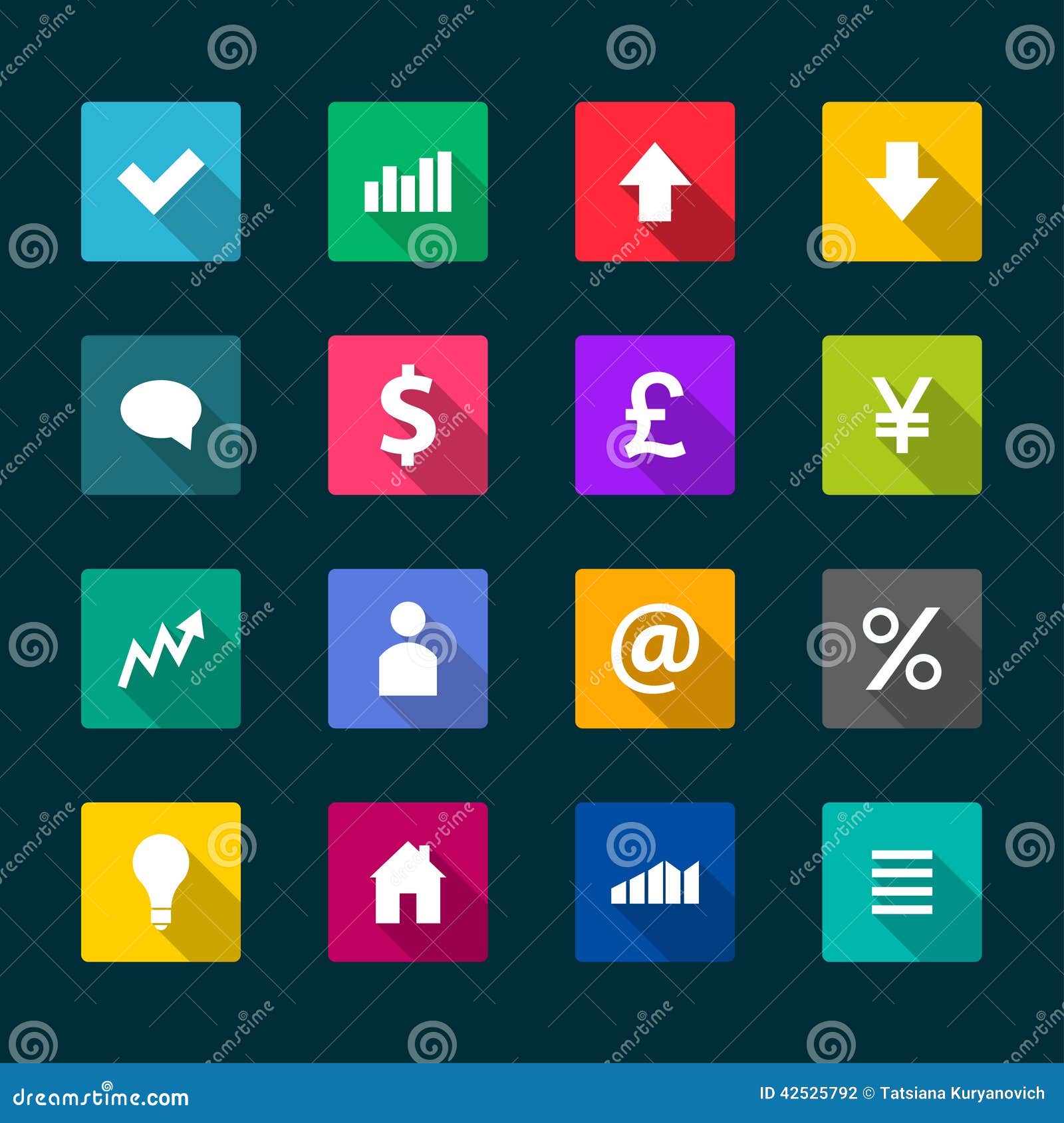 Set of business flat icons stock vector. Illustration of leader - 42525792