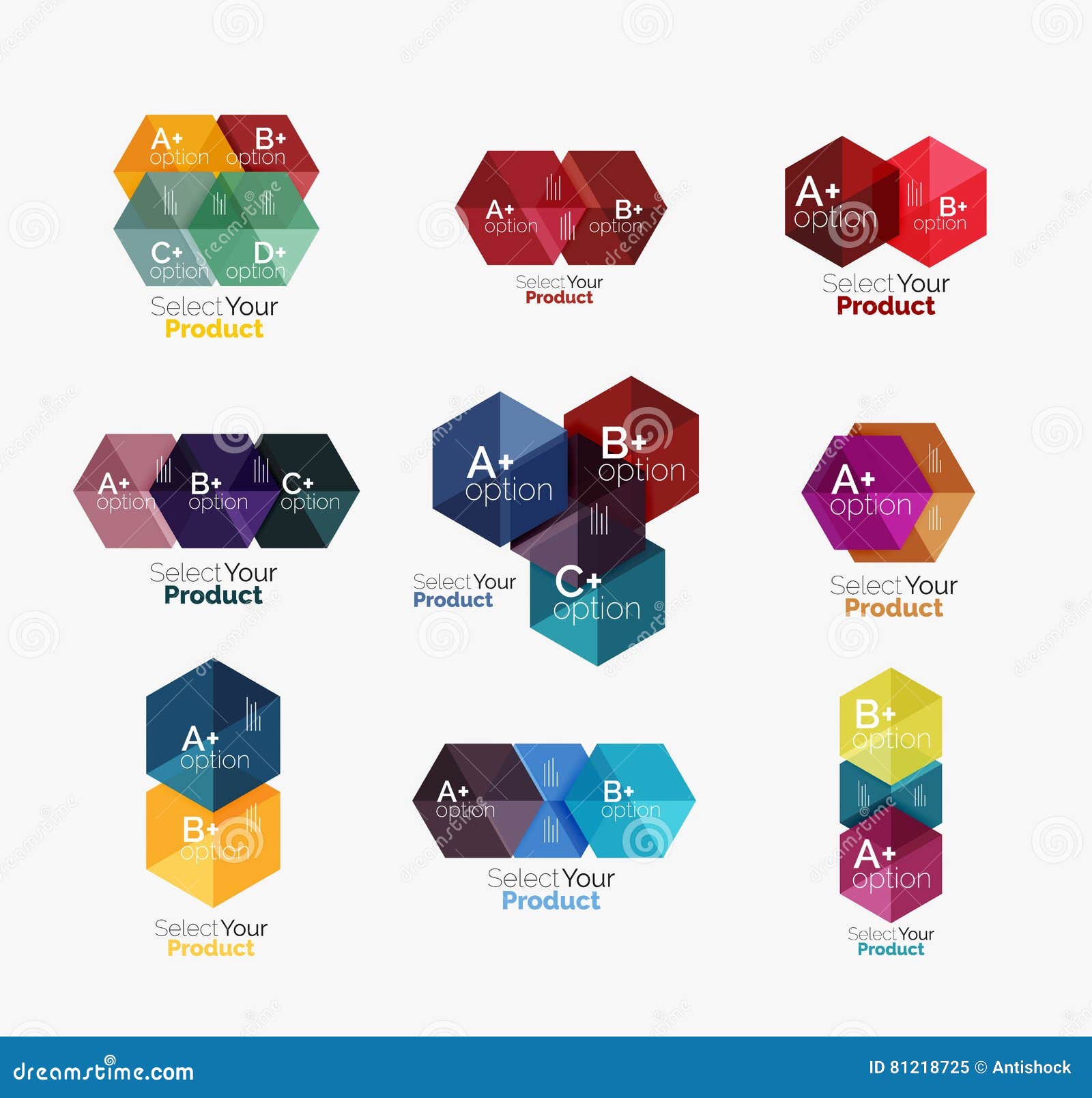 Set of Business Hexagon Layouts with Text and Options Stock Vector ...