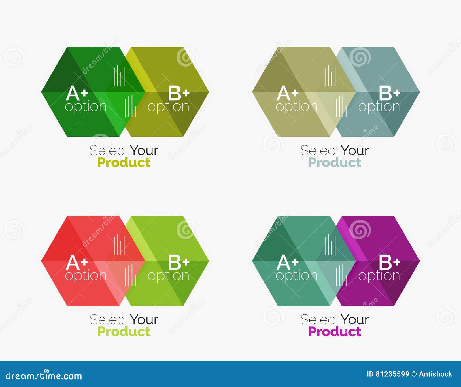 Set of Business Hexagon Layouts with Text and Options Stock Vector ...