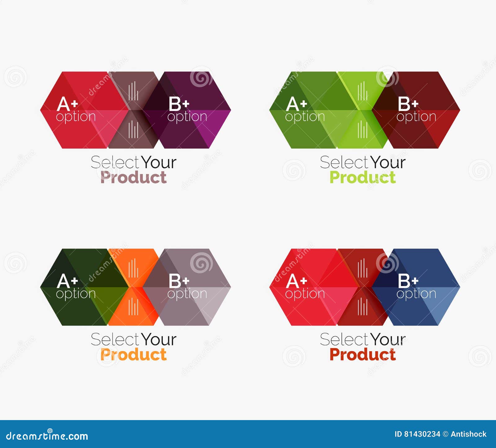 Set of Business Hexagon Layouts with Text and Options Stock Vector ...