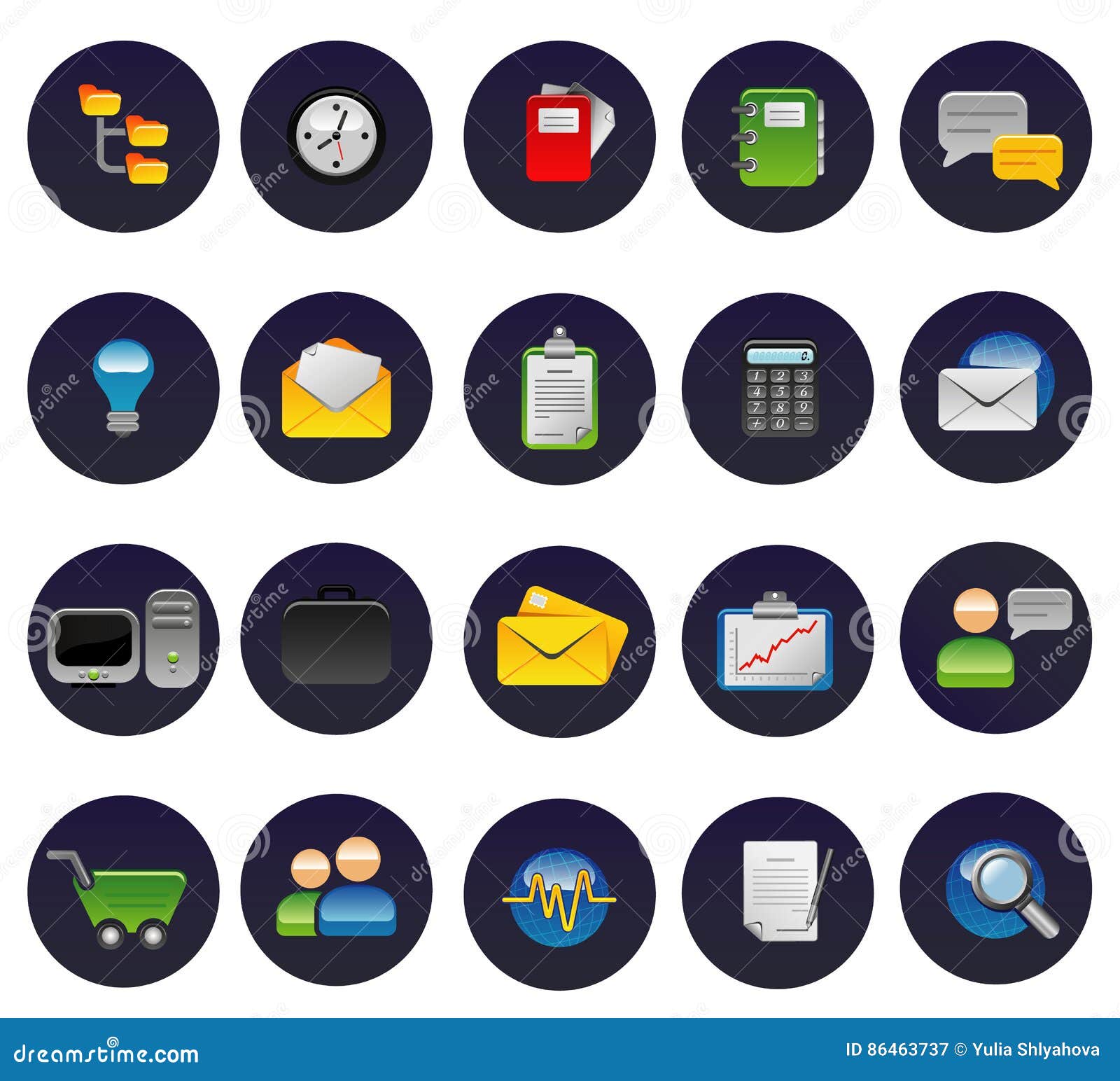 Set of Business Icon and Button Stock Vector - Illustration of globe ...