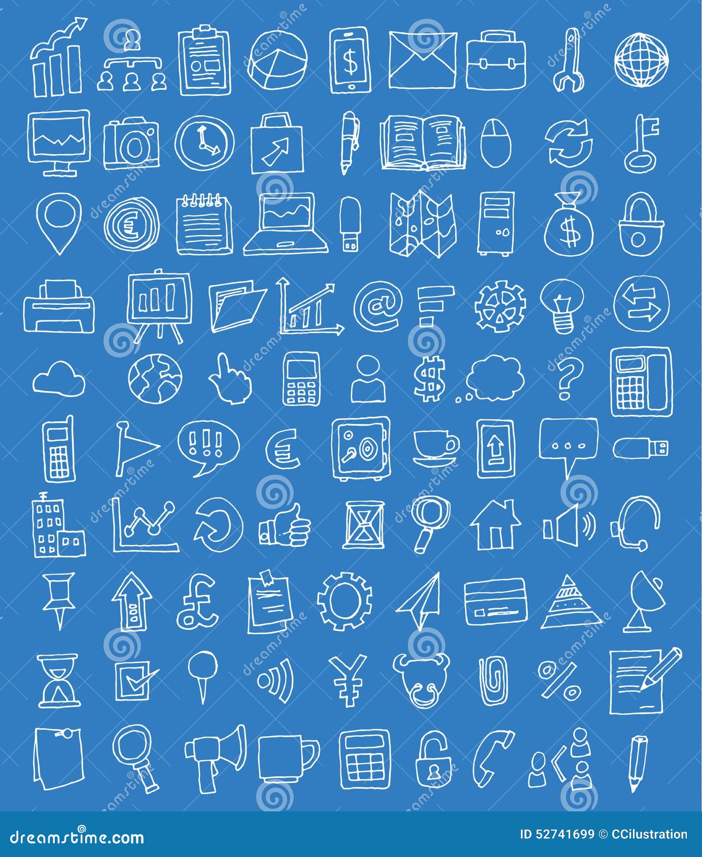 Set of Business Icons, Hand Drawn Vector Illustration. Stock Vector ...