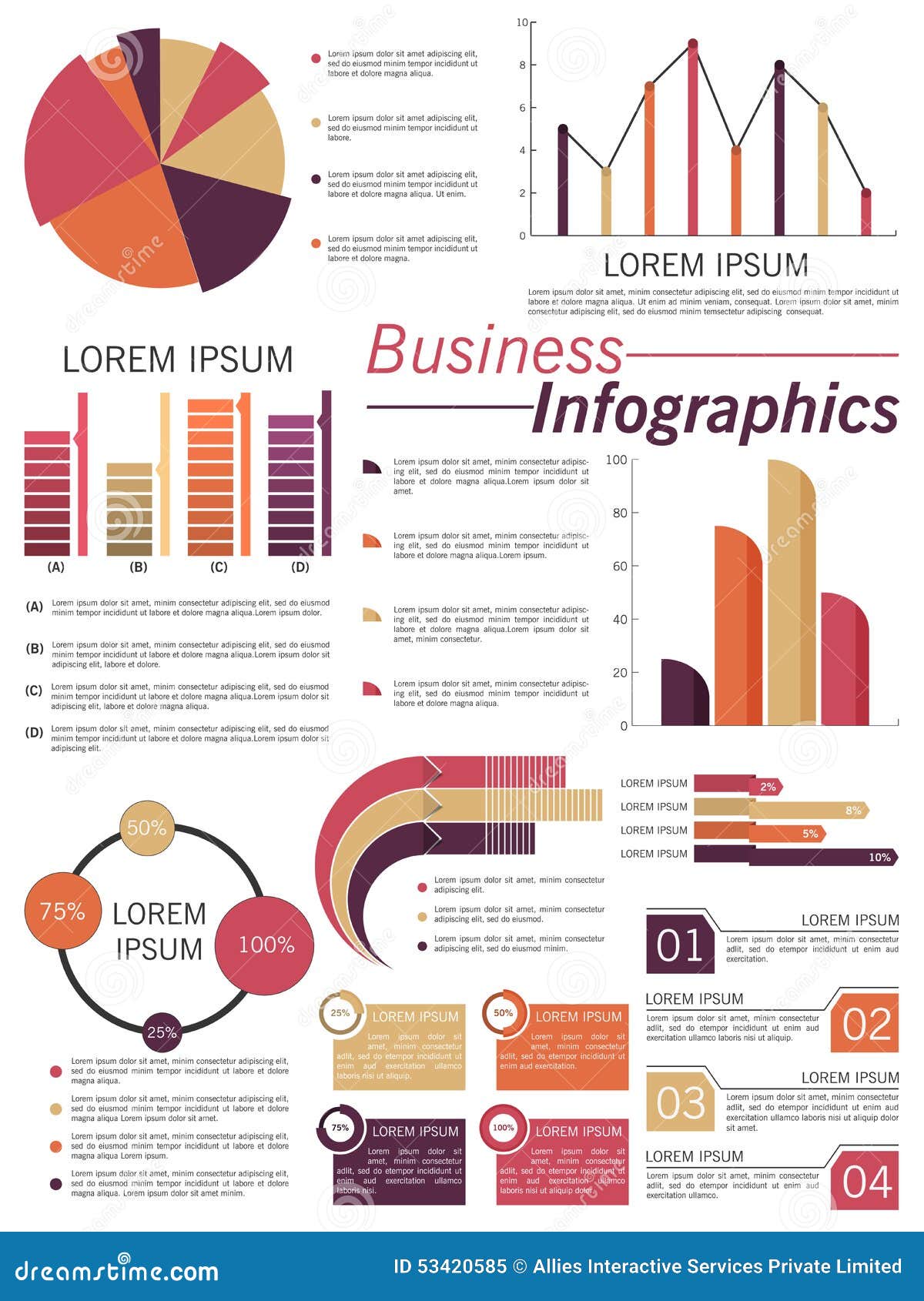 Set of Business Infographic Elements. Stock Illustration - Illustration ...