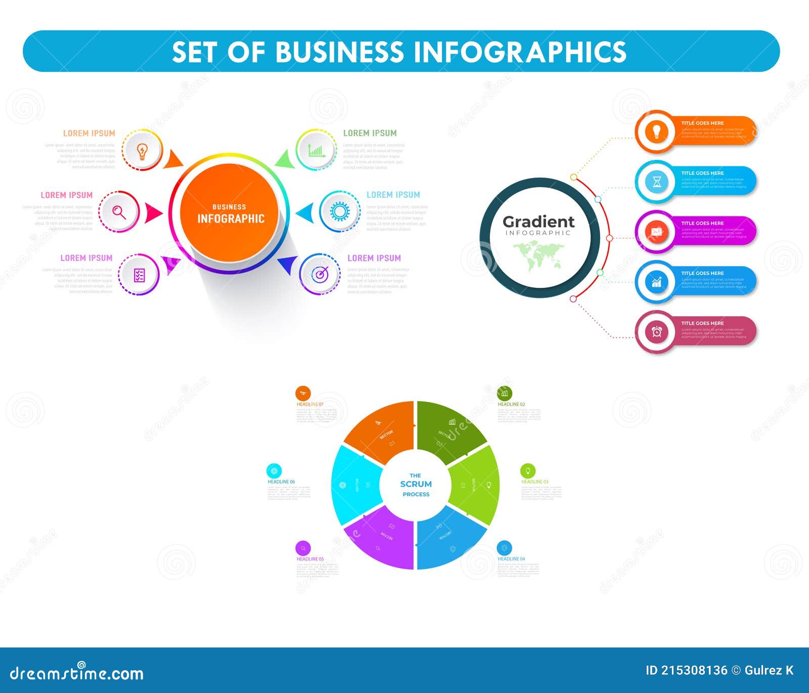 Set of Business Infographics Template with EPS File Infographics with ...