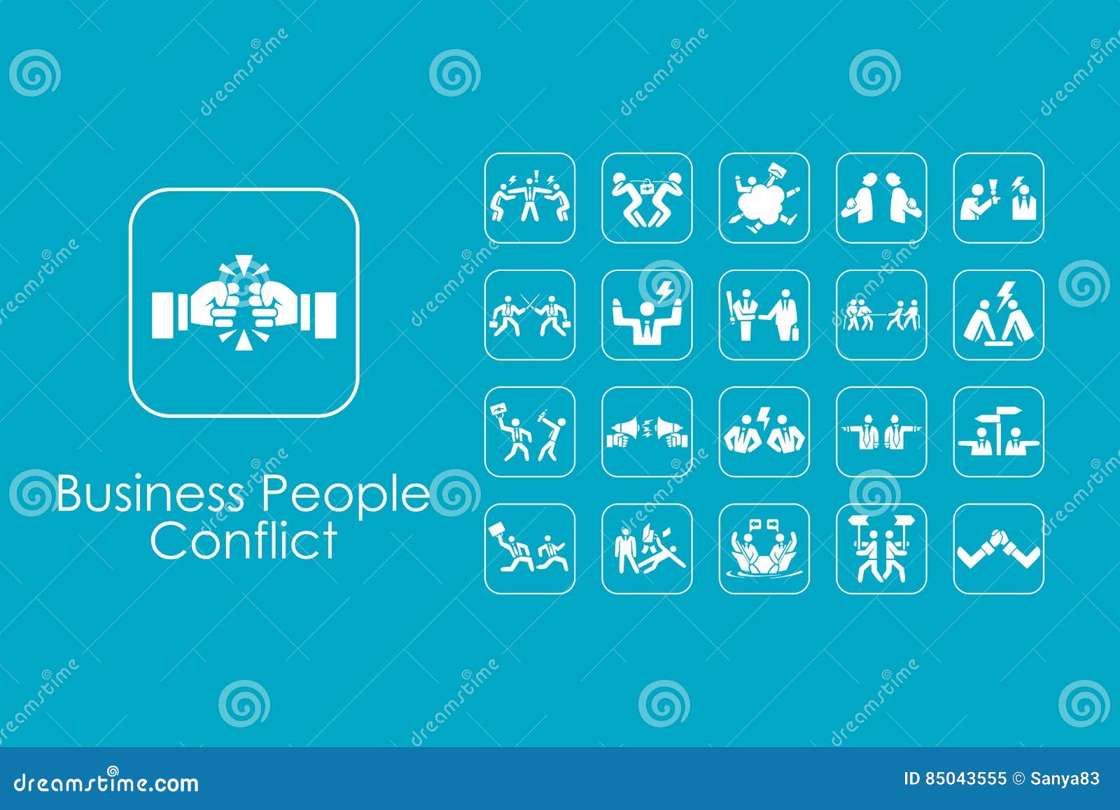 Set of Business People Conflict Simple Icons Stock Vector ...