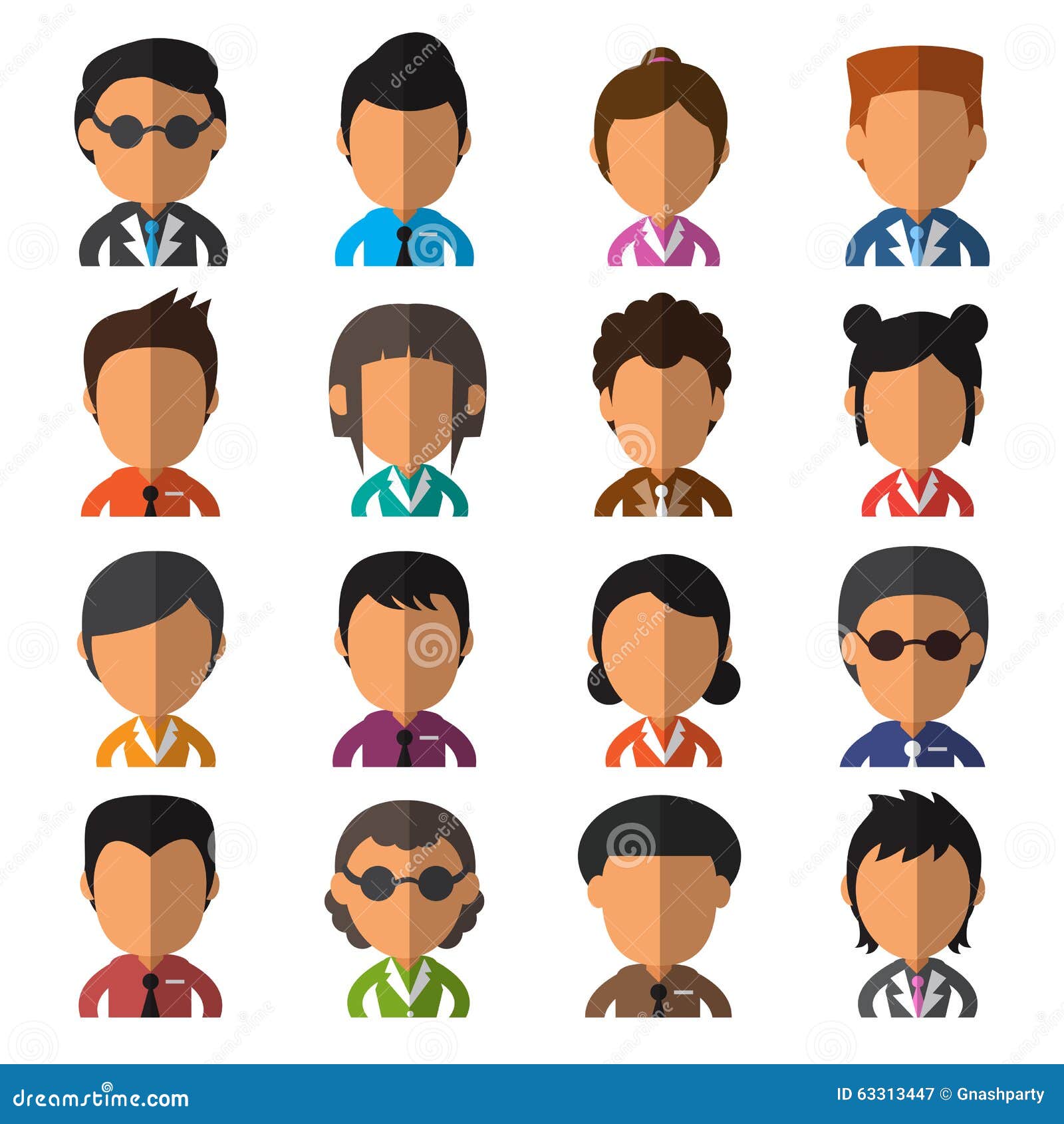 Set of Business People Featureless Avatars Stock Vector - Illustration ...