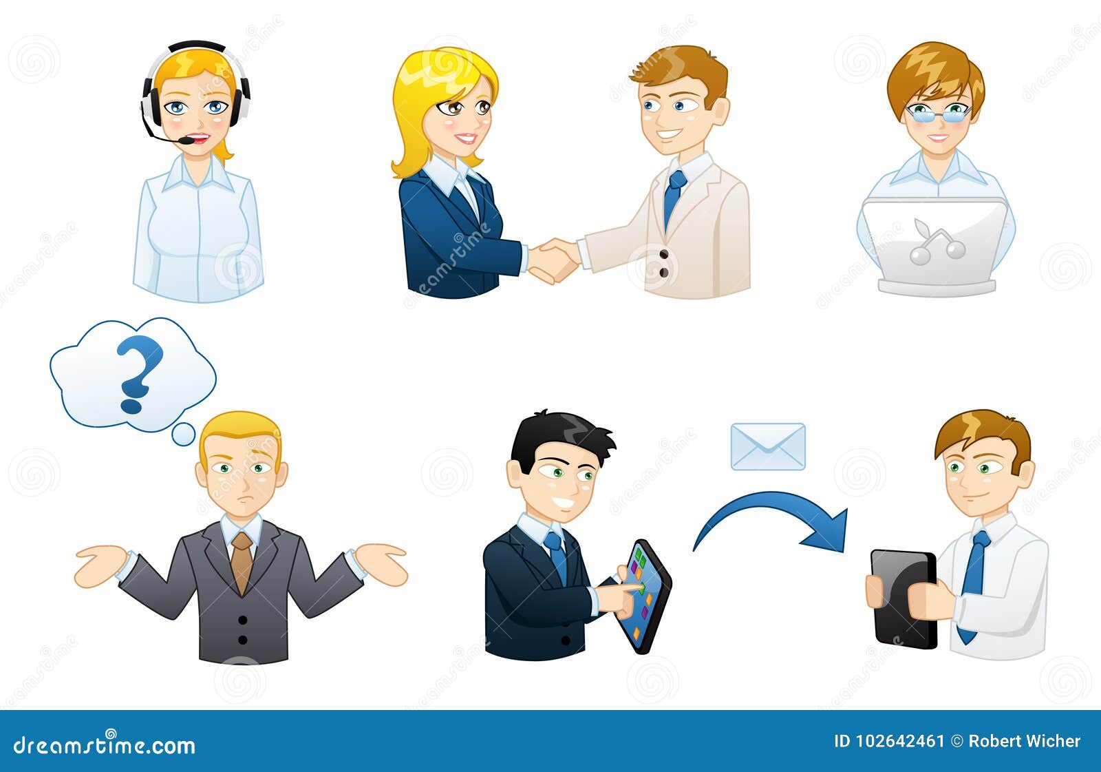 Set of Business People at Work Avatars Stock Vector - Illustration of ...
