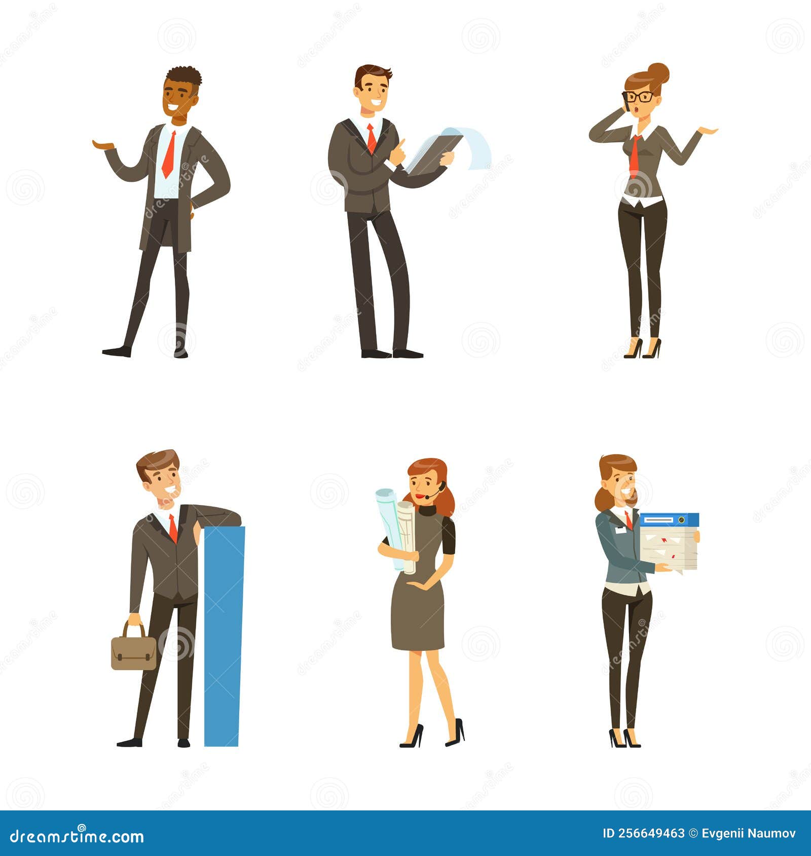 Set of Business People Working in Office Vector Illustration Stock ...