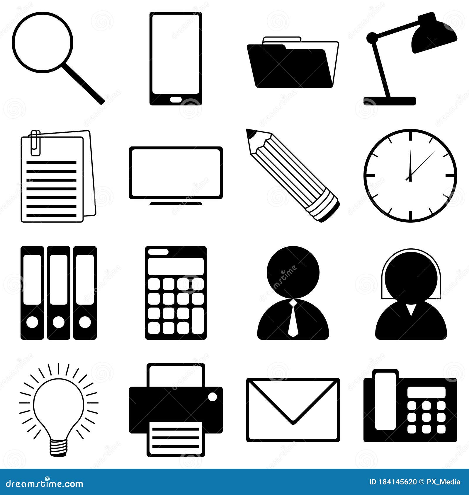 Set of Business Pictograms, White Background Stock Vector ...