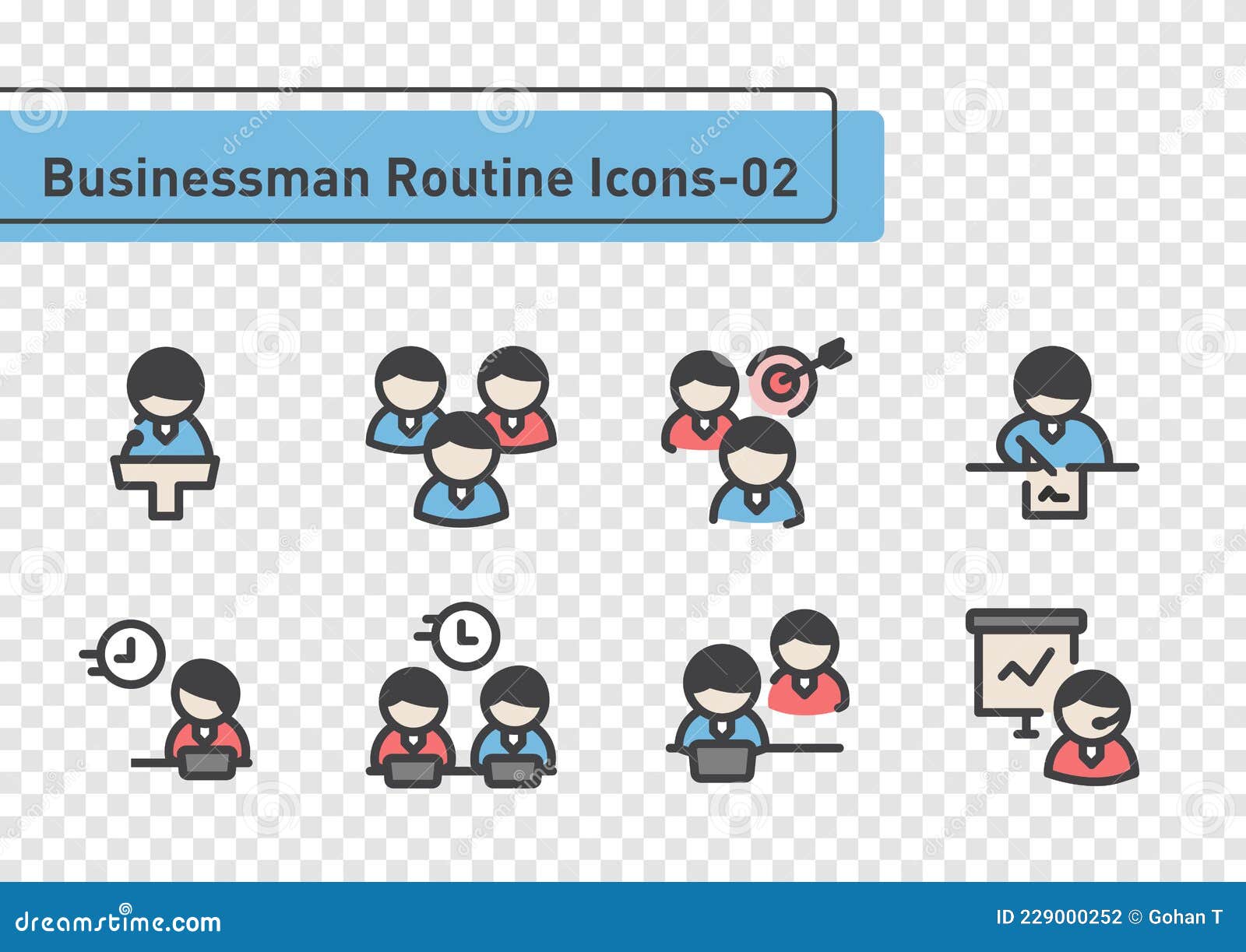 A Set Of Business Routine Icon On Transparency Background 01 Stock ...