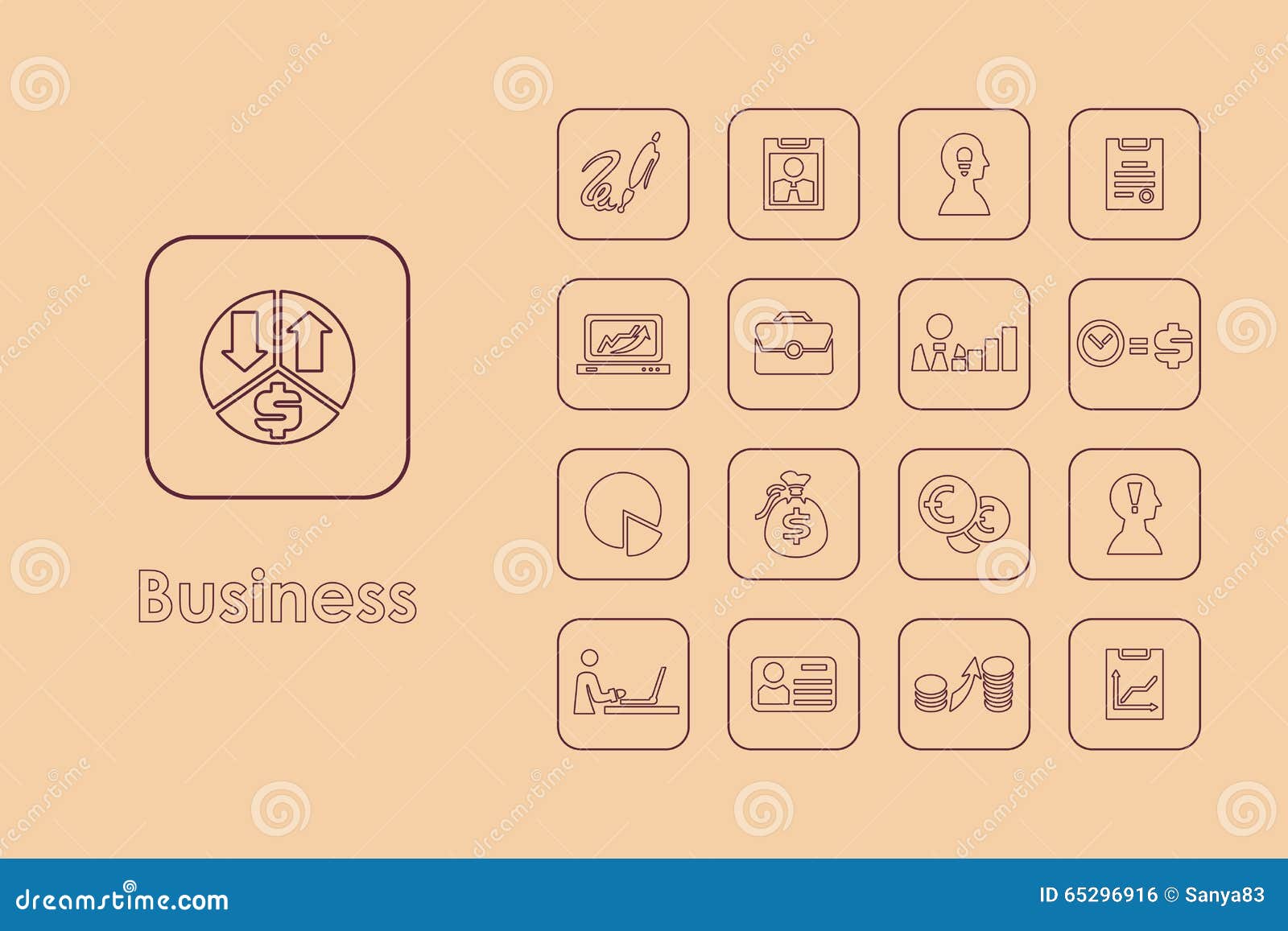 Set of Business Simple Icons Stock Vector - Illustration of growth ...