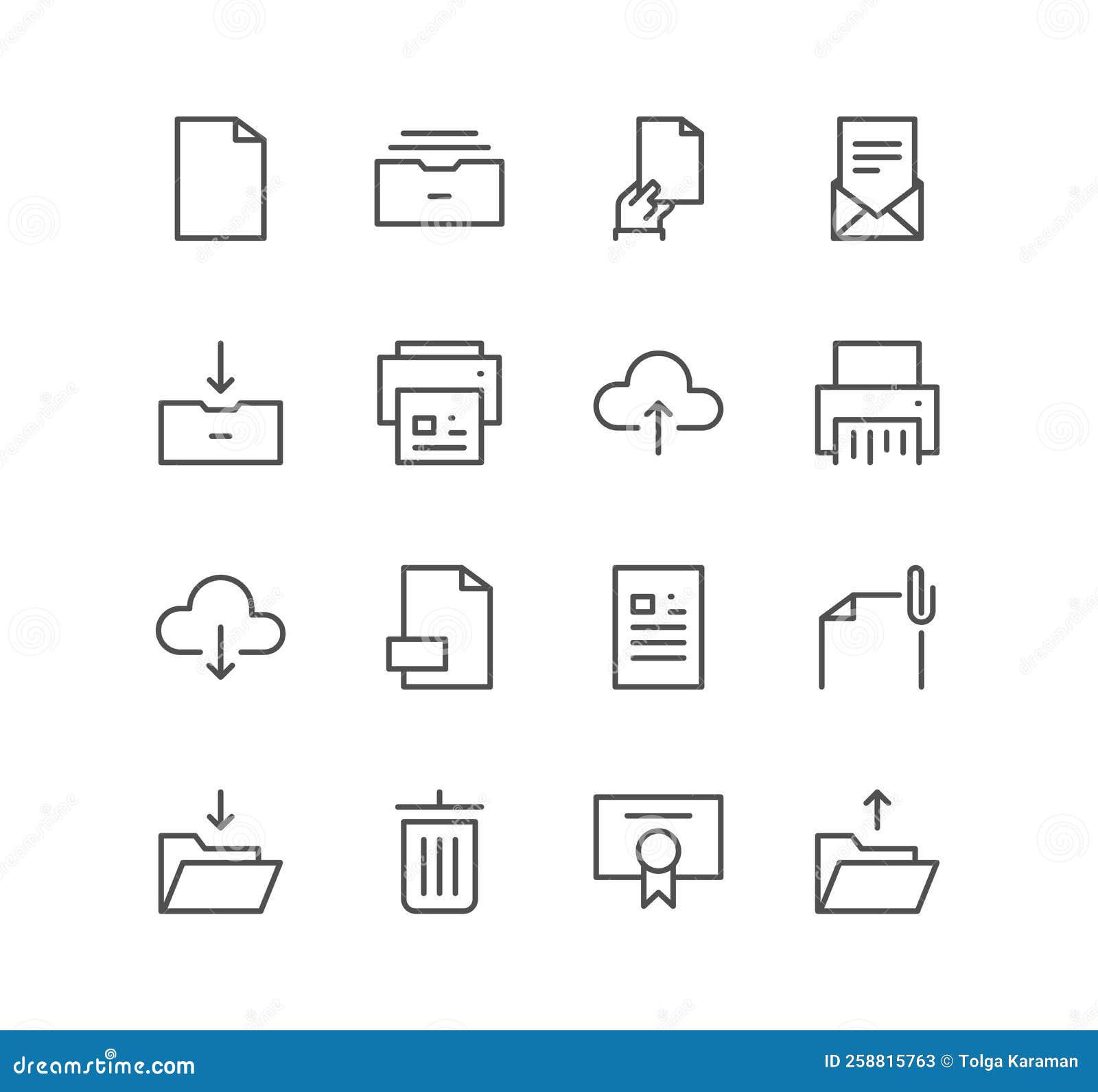 Set of Business and Technology Icons, Print, Mail, Upload, Cloud ...