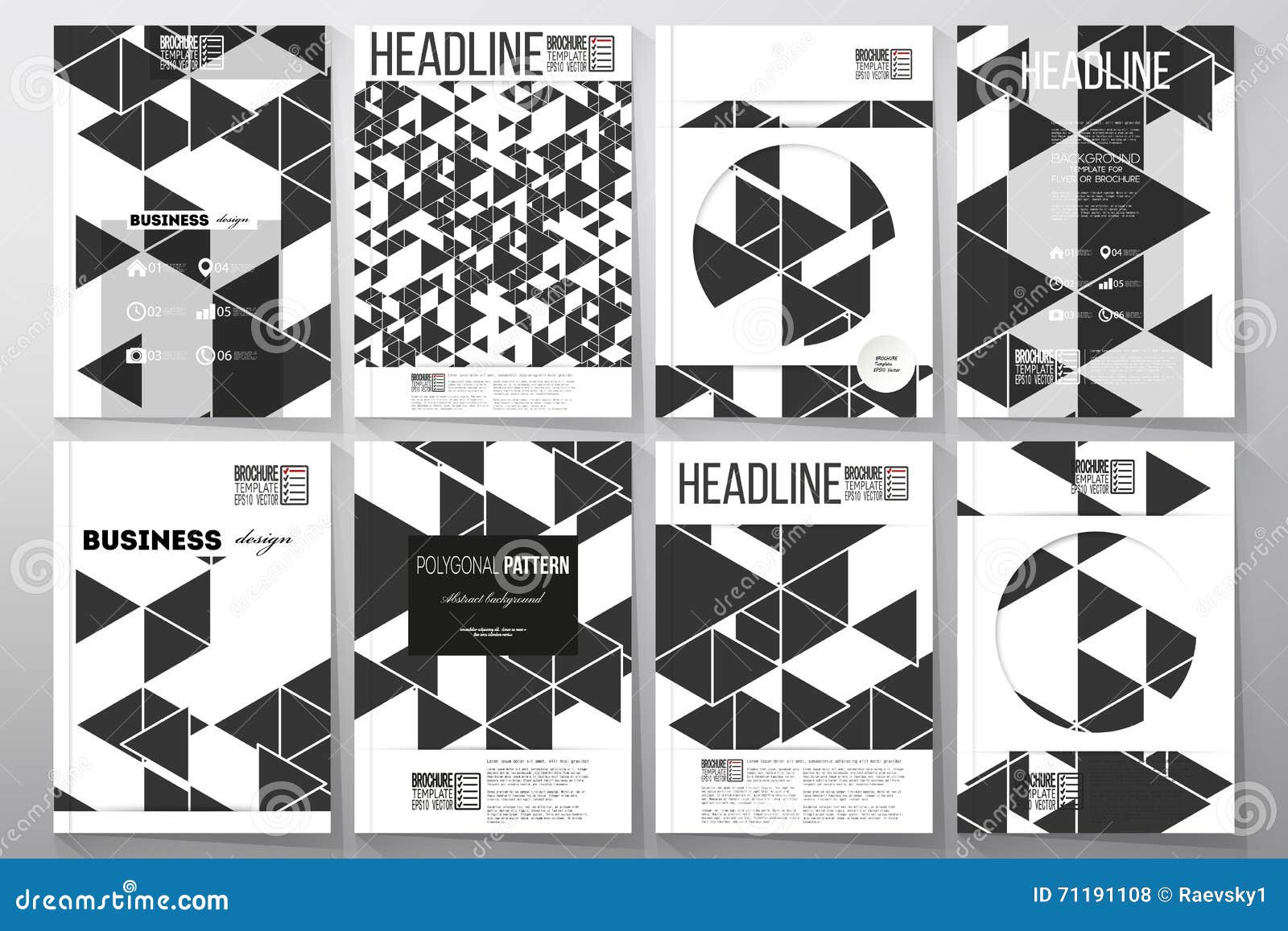 Set of Business Templates for Brochure, Flyer or Booklet. Triangular ...