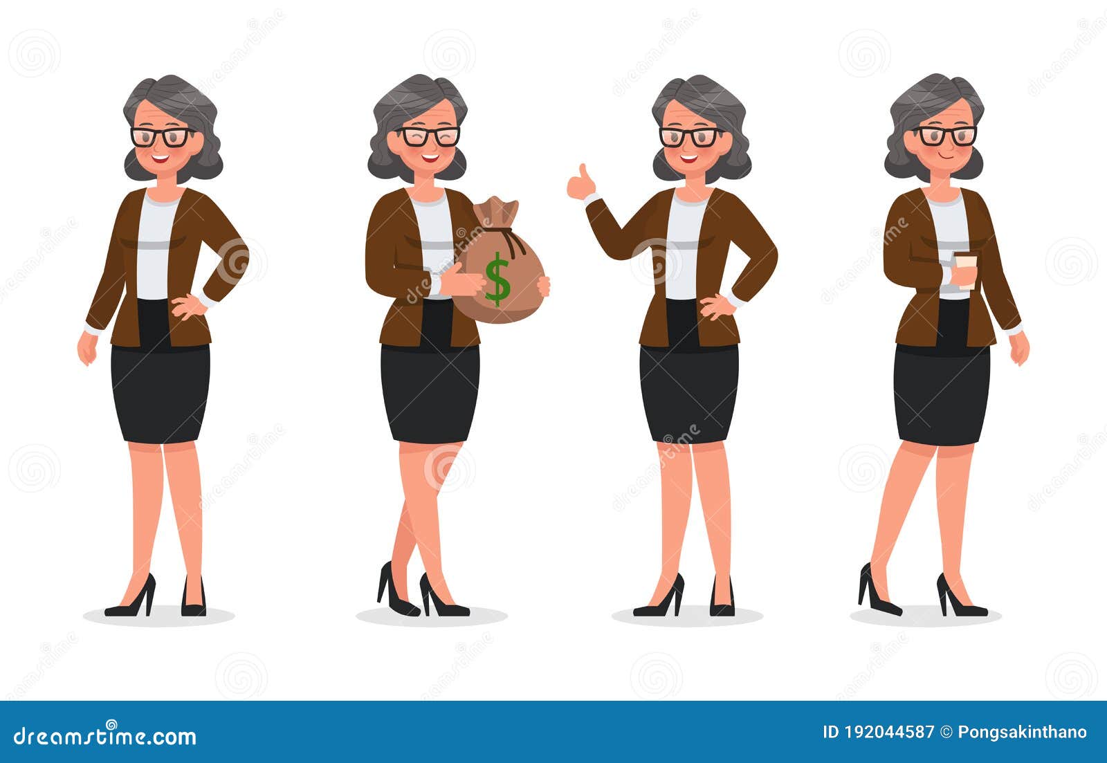 Set of Business Woman Working in Office Character Vector Design No6 ...