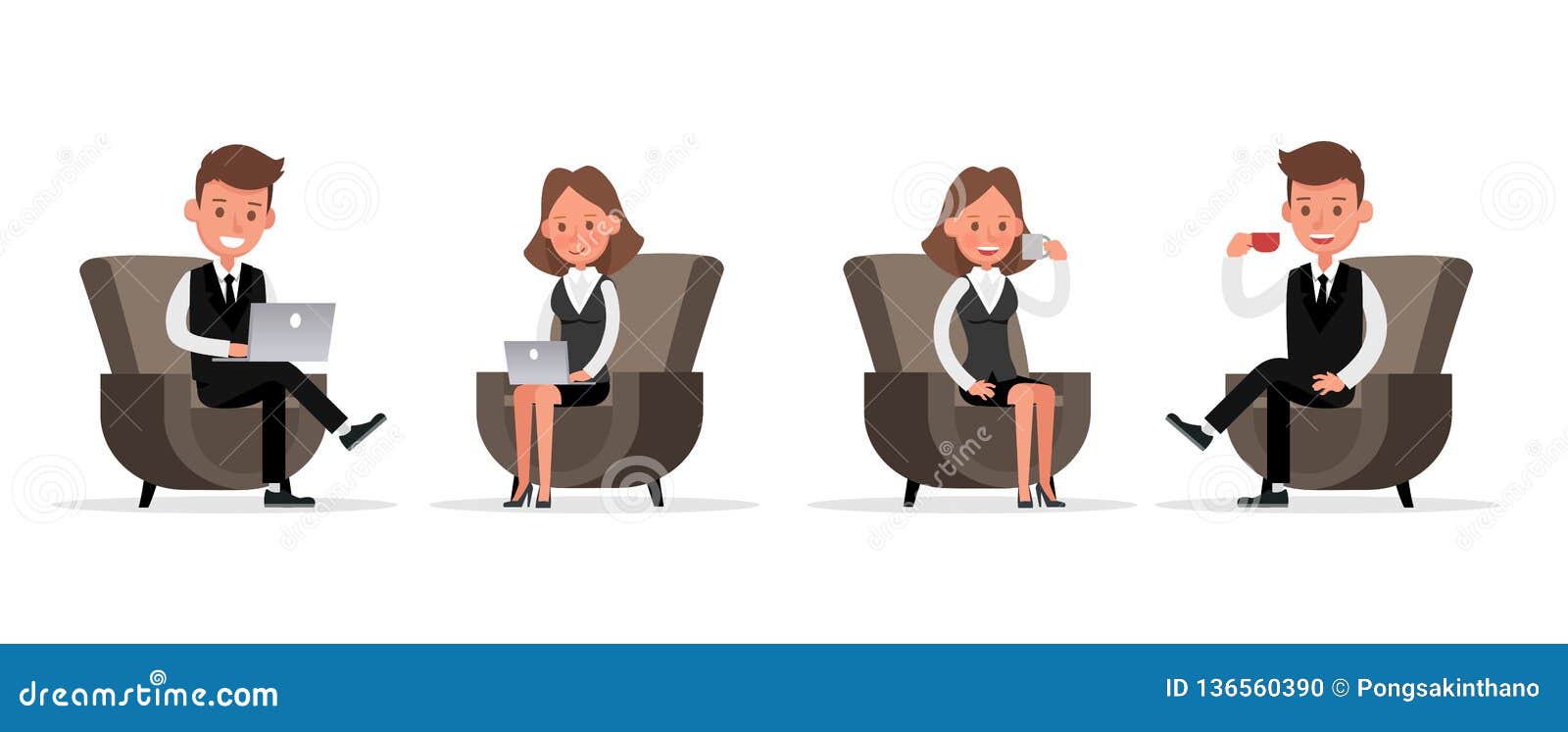 Set Of Businessman And Businesswoman Character Vector Design No35