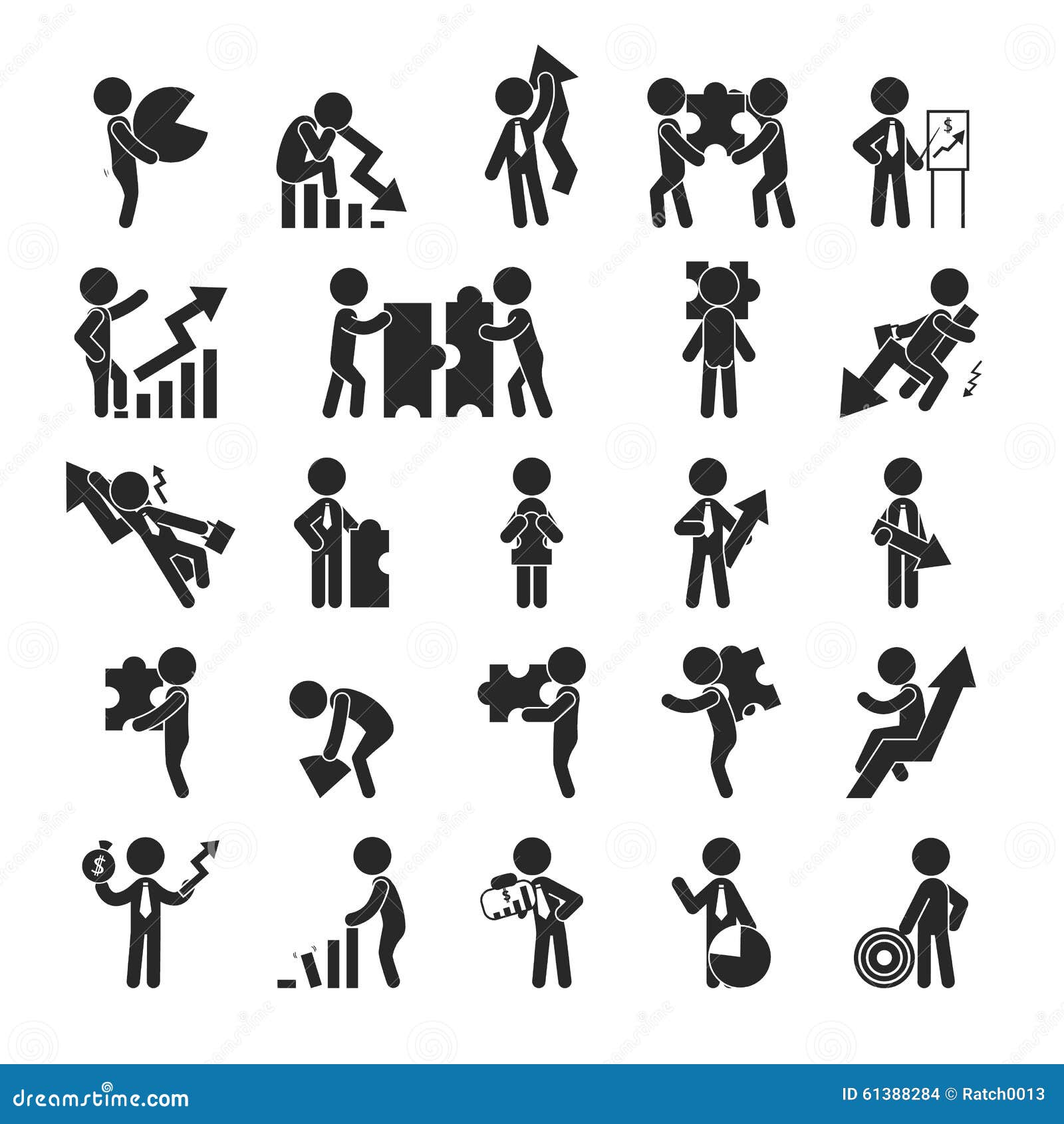 Set of Businessman with Chart , Human Pictogram Icons Stock Vector ...
