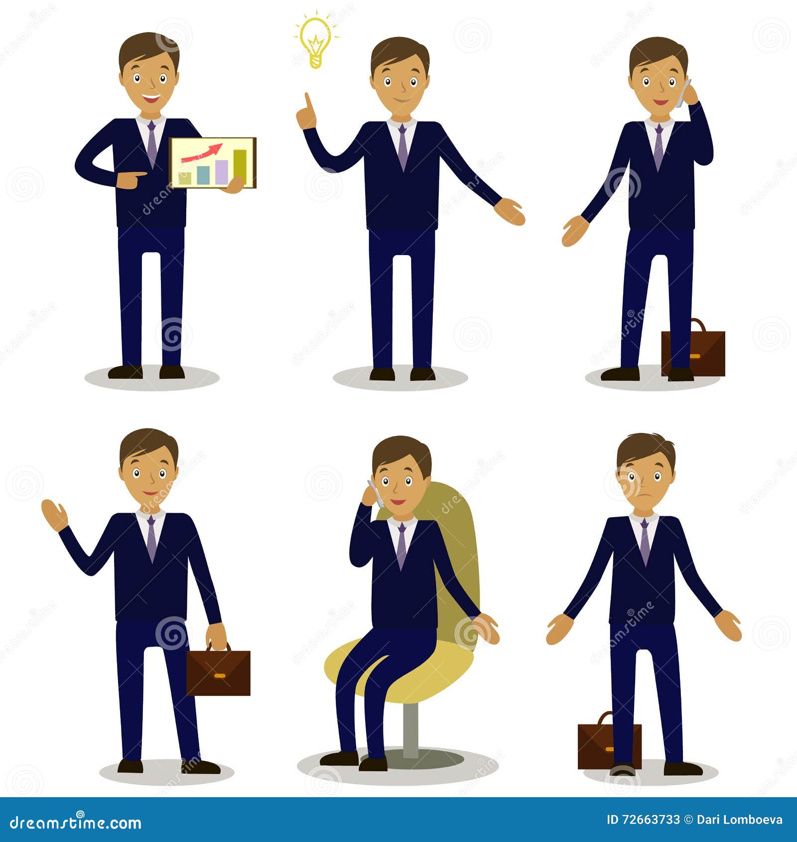 Set of Businessman in Different Poses. Manager. Stock Vector ...