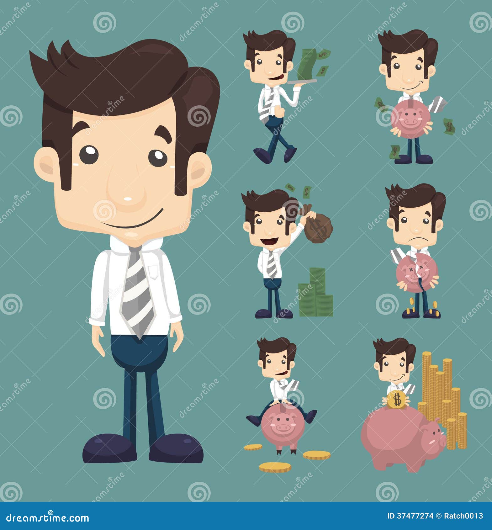 Money Characters And Podium For Award Ceremony Cartoon Vector ...