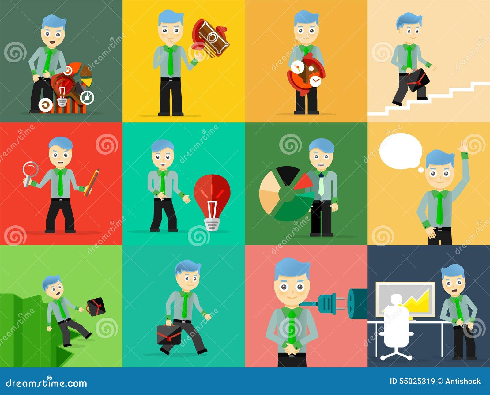 Set of Businessman Pose Character Concepts Stock Vector - Illustration ...