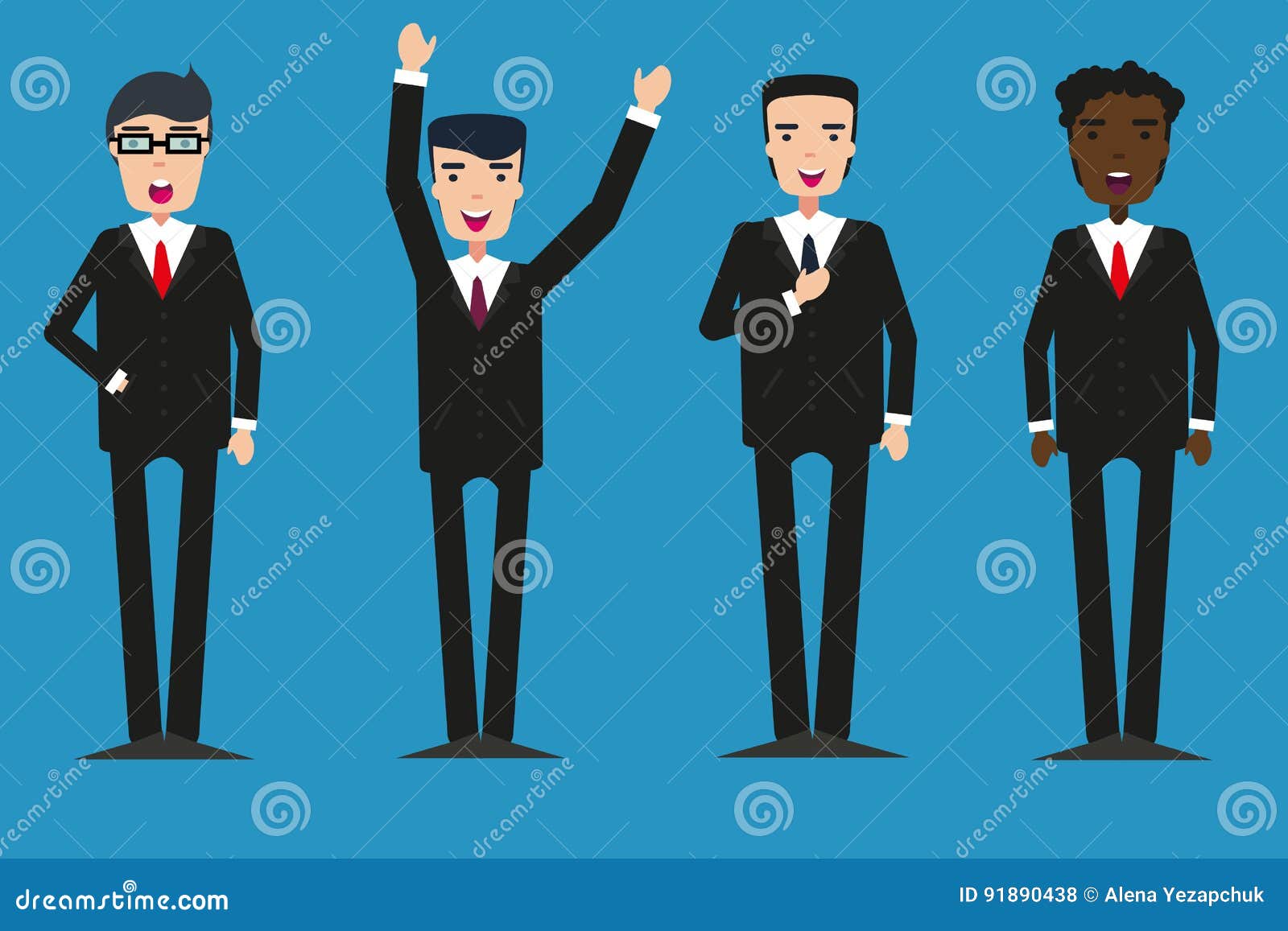 Set of Businessmen. Vector. Flat Design. Stock Vector - Illustration of ...