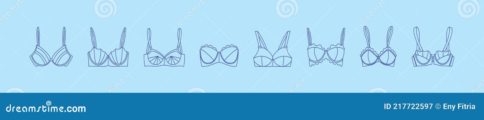 Set of Bustier Cartoon Icon Design Template with Various Models. Vector ...