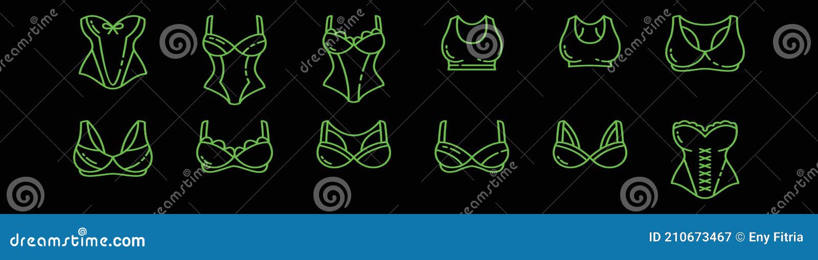 Set of Bustier Cartoon Icon Design Template with Various Models. Vector ...
