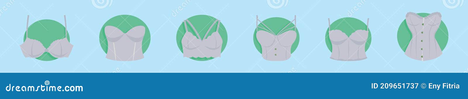 Set of Bustier Cartoon Icon Design Template with Various Models. Vector ...