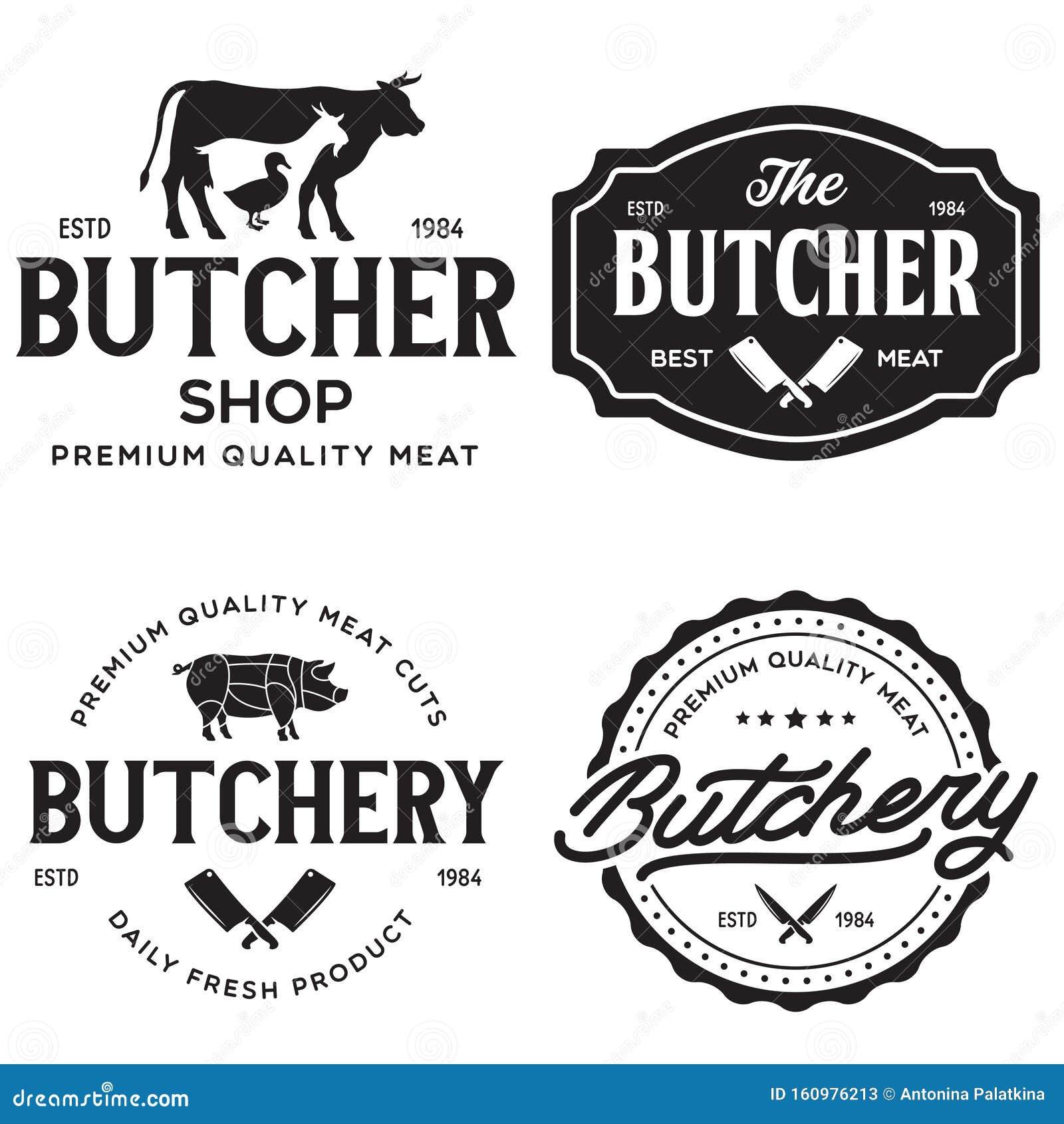 Set of Butcher Shop and Butchery Hand Written Lettering Logo, Label ... Set of Butcher Shop and Butchery Hand Written Lettering Logo, Label ...