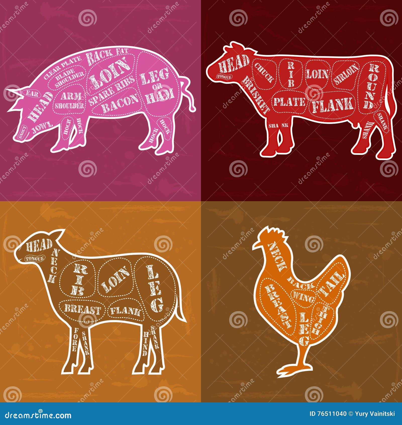 Set of Butcher Shop Labels and Design Elements Stock Vector ...