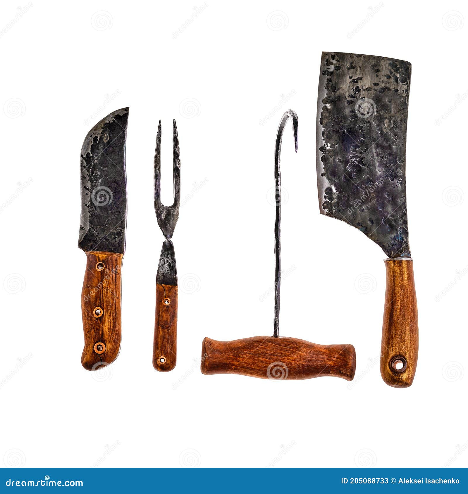 Set of Butcher Tools Isolated on White Stock Image - Image of boning ...