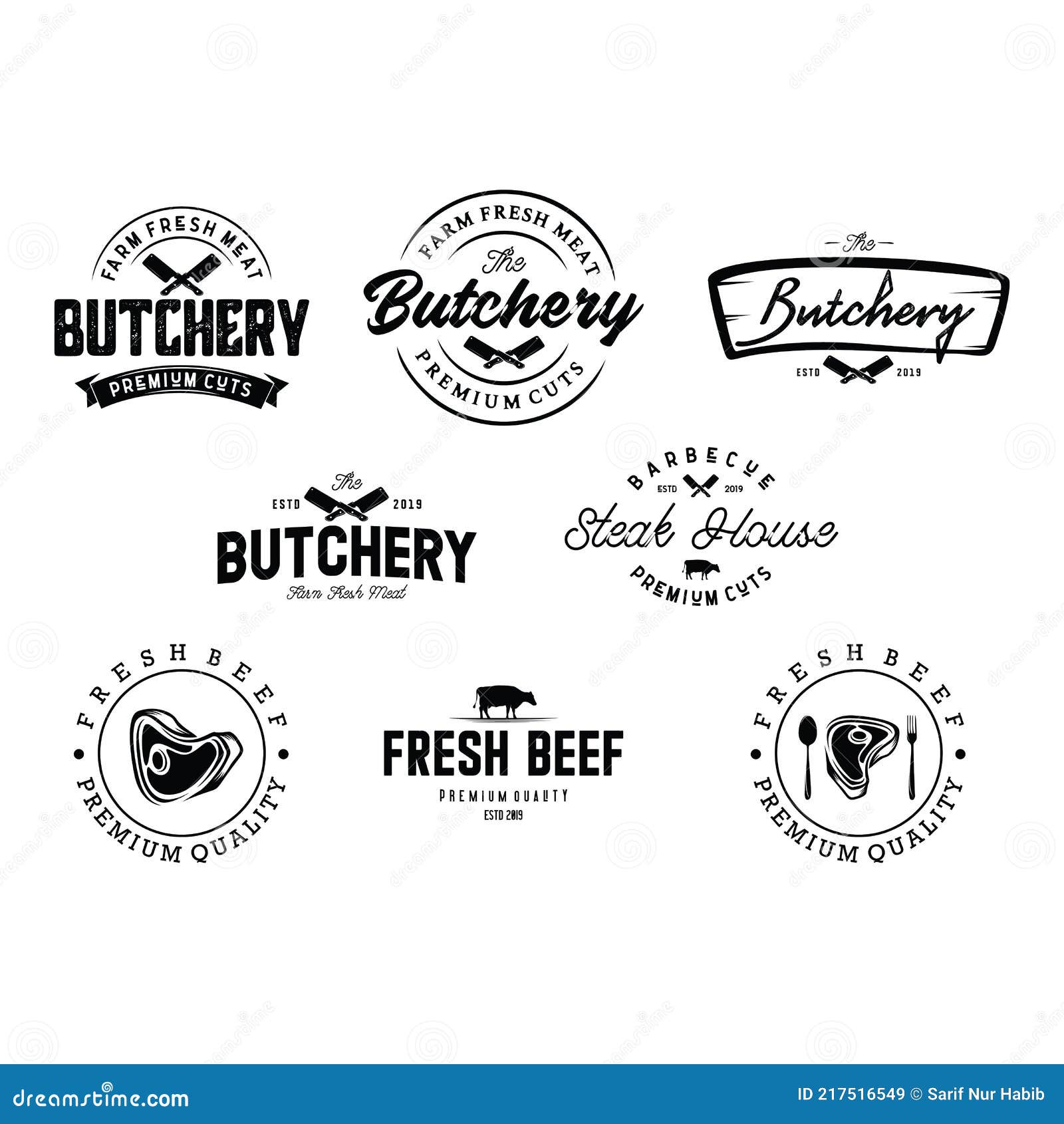 Set of Butchery Logo Design Template Stock Vector - Illustration of ...