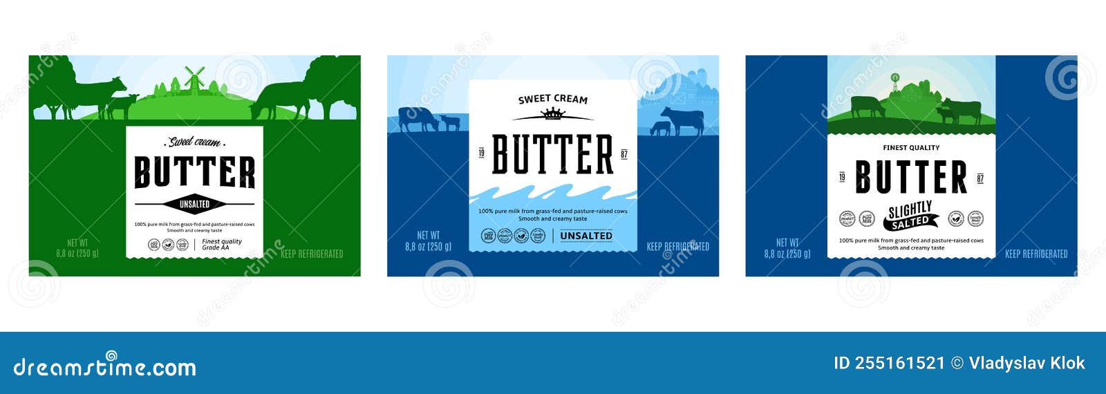 Set of Butter Labels Design Stock Vector - Illustration of brand ...