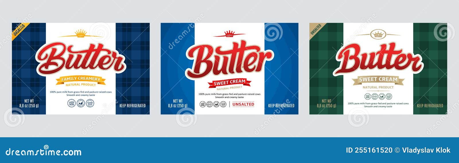 Set of Butter Labels Design Stock Vector - Illustration of dairy ...