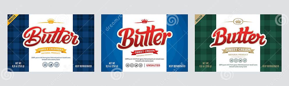 Set of Butter Labels Design Stock Vector - Illustration of dairy ...