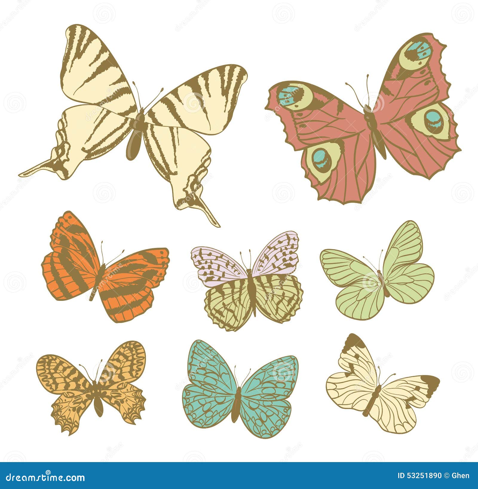 Set of butterflies stock vector. Illustration of butterflies - 53251890