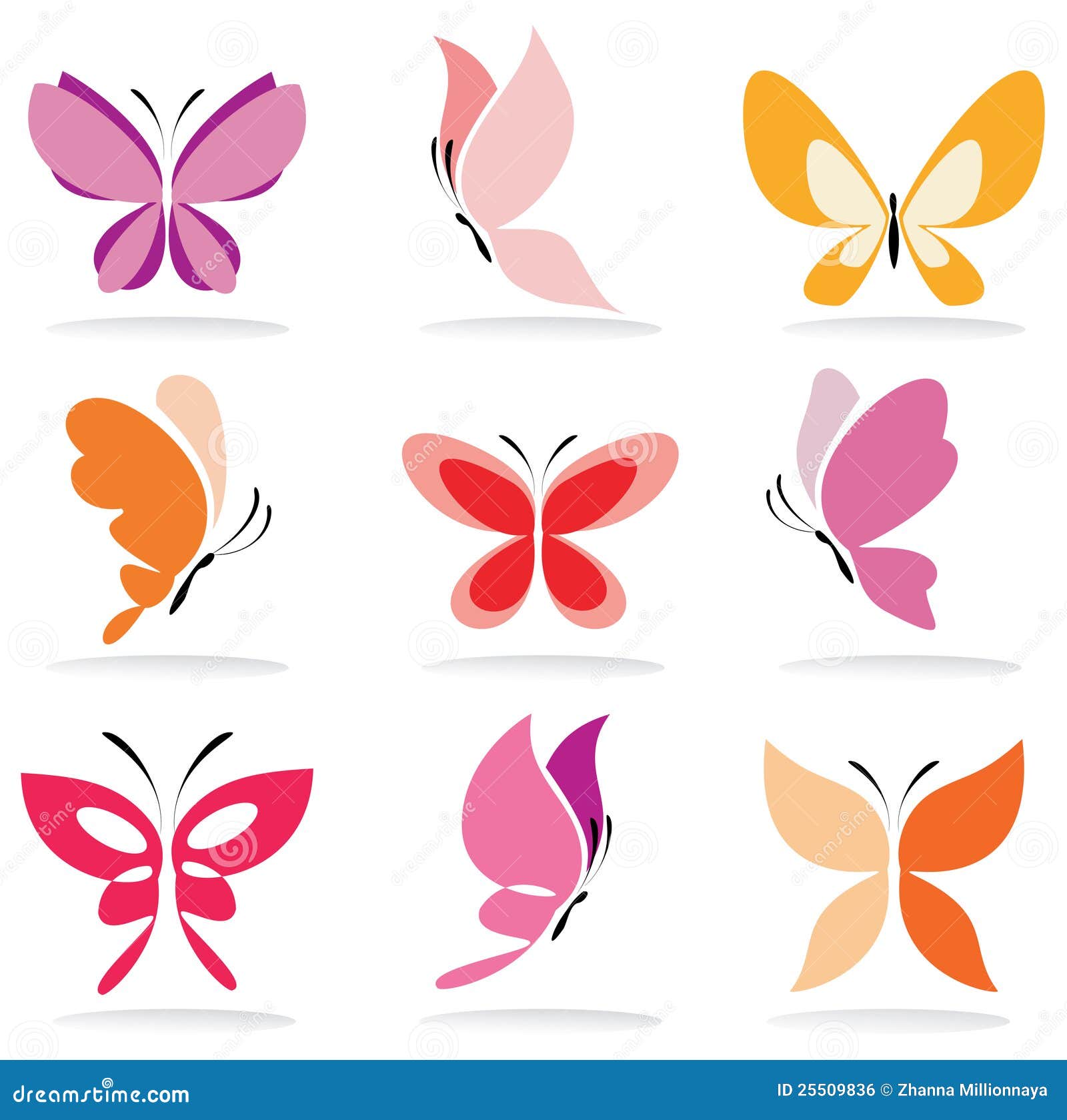 Set of butterfly icons stock vector. Illustration of natural - 25509836