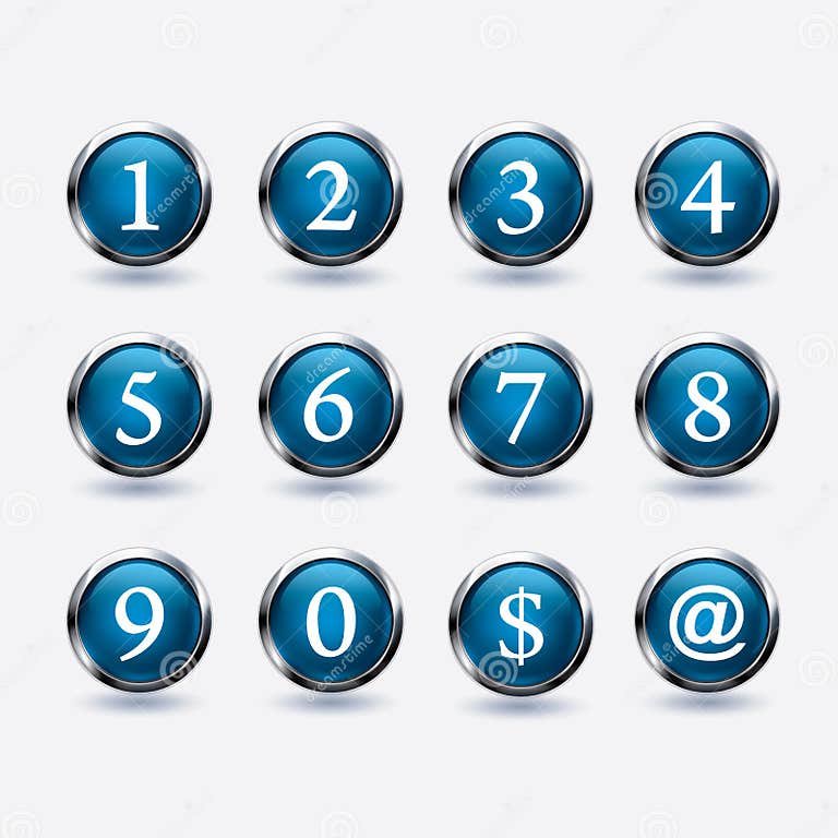 Set of button with number stock vector. Illustration of eight - 32069127