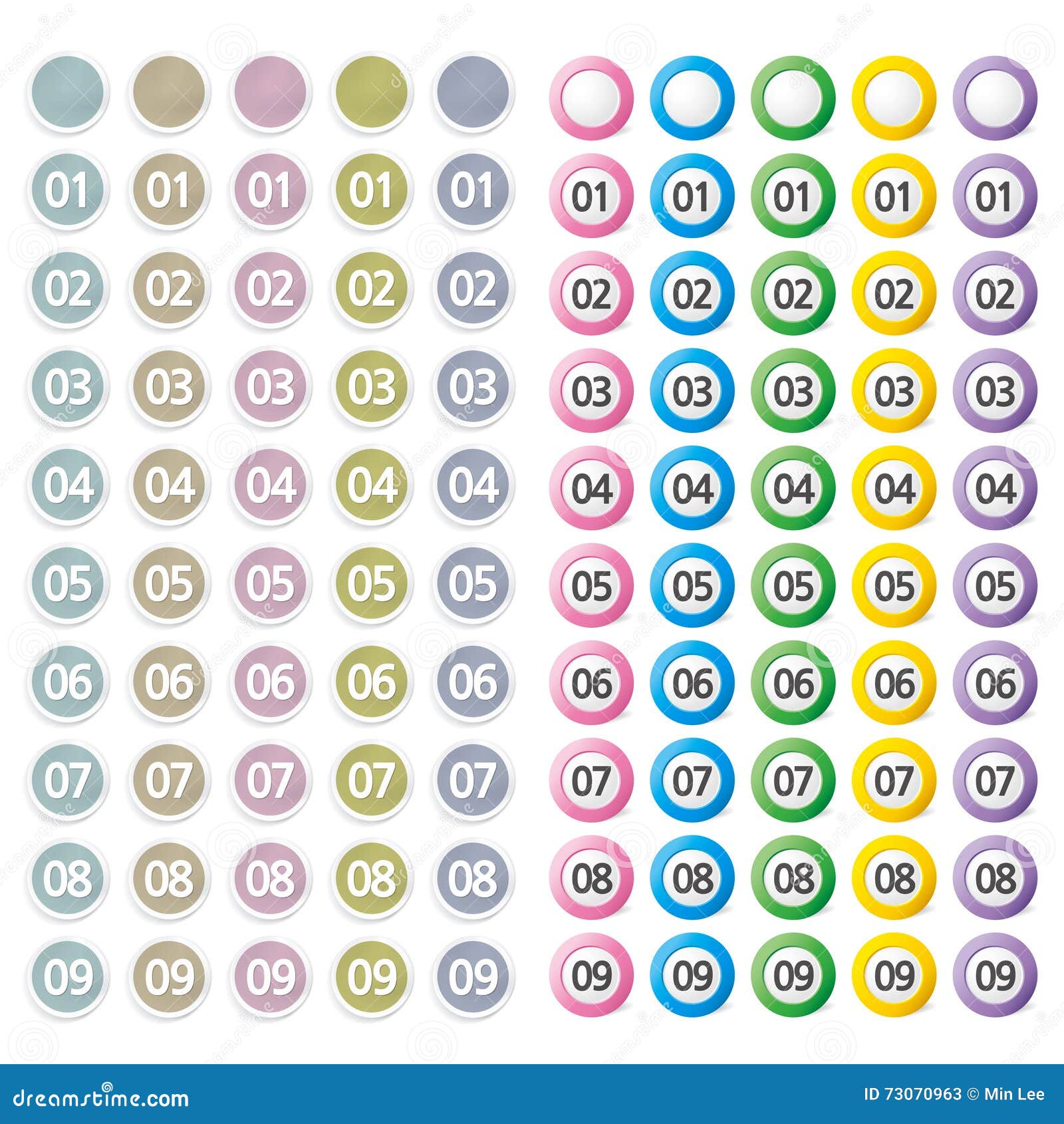 Set of button with number stock vector. Illustration of vector - 73070963