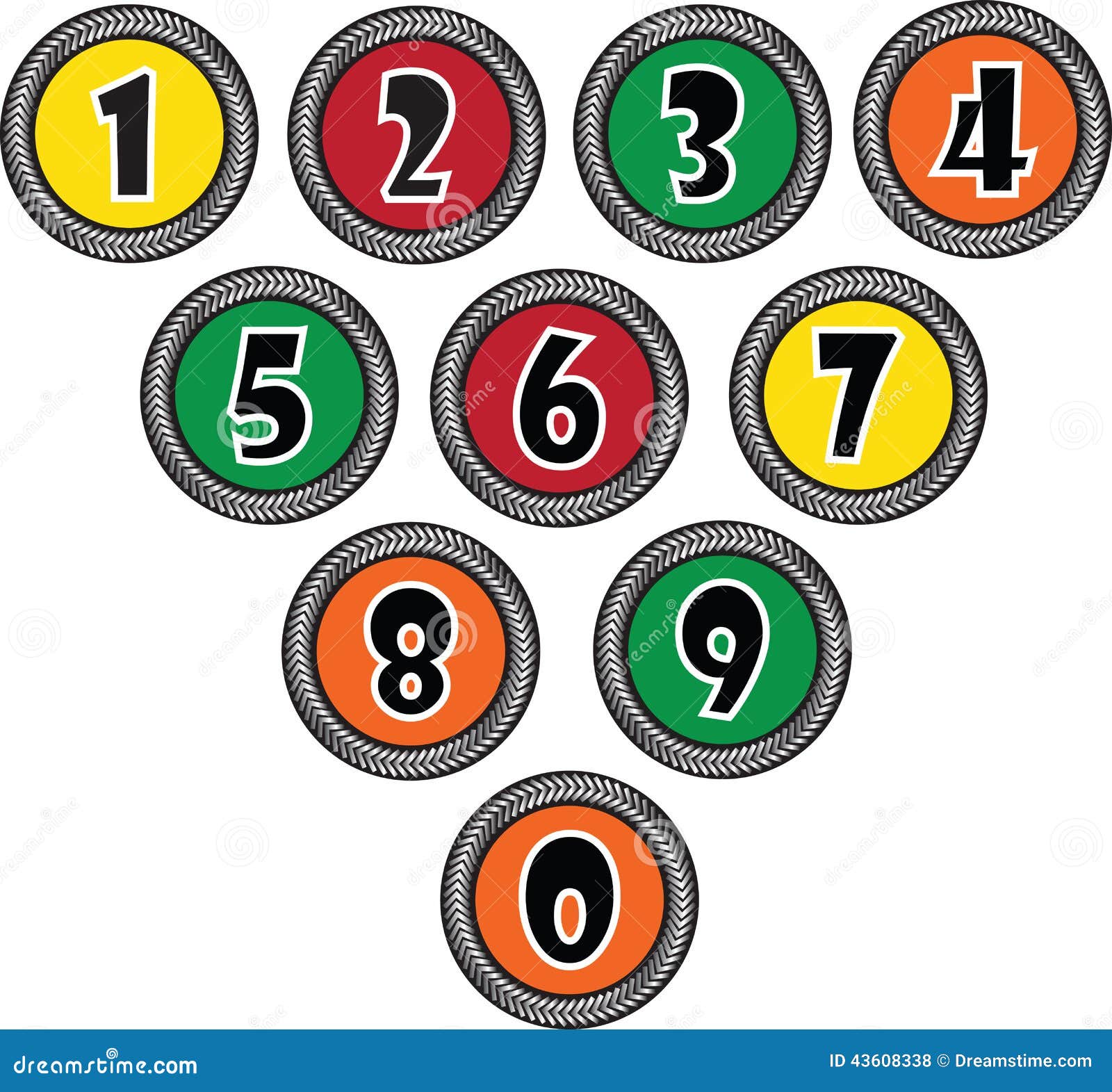 Set button with numbers stock vector. Illustration of green - 43608338