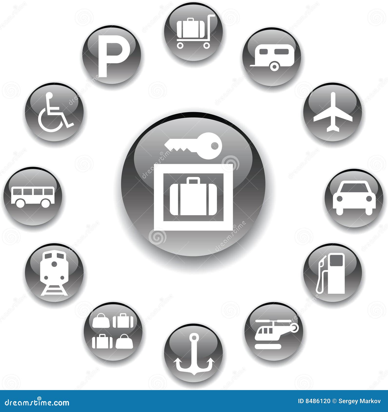 Set Buttons - 107_A. Transport Icons Stock Vector - Illustration of ...