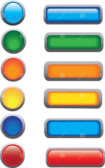 A Set of Round and Rectangle Buttons Stock Vector - Illustration of ...