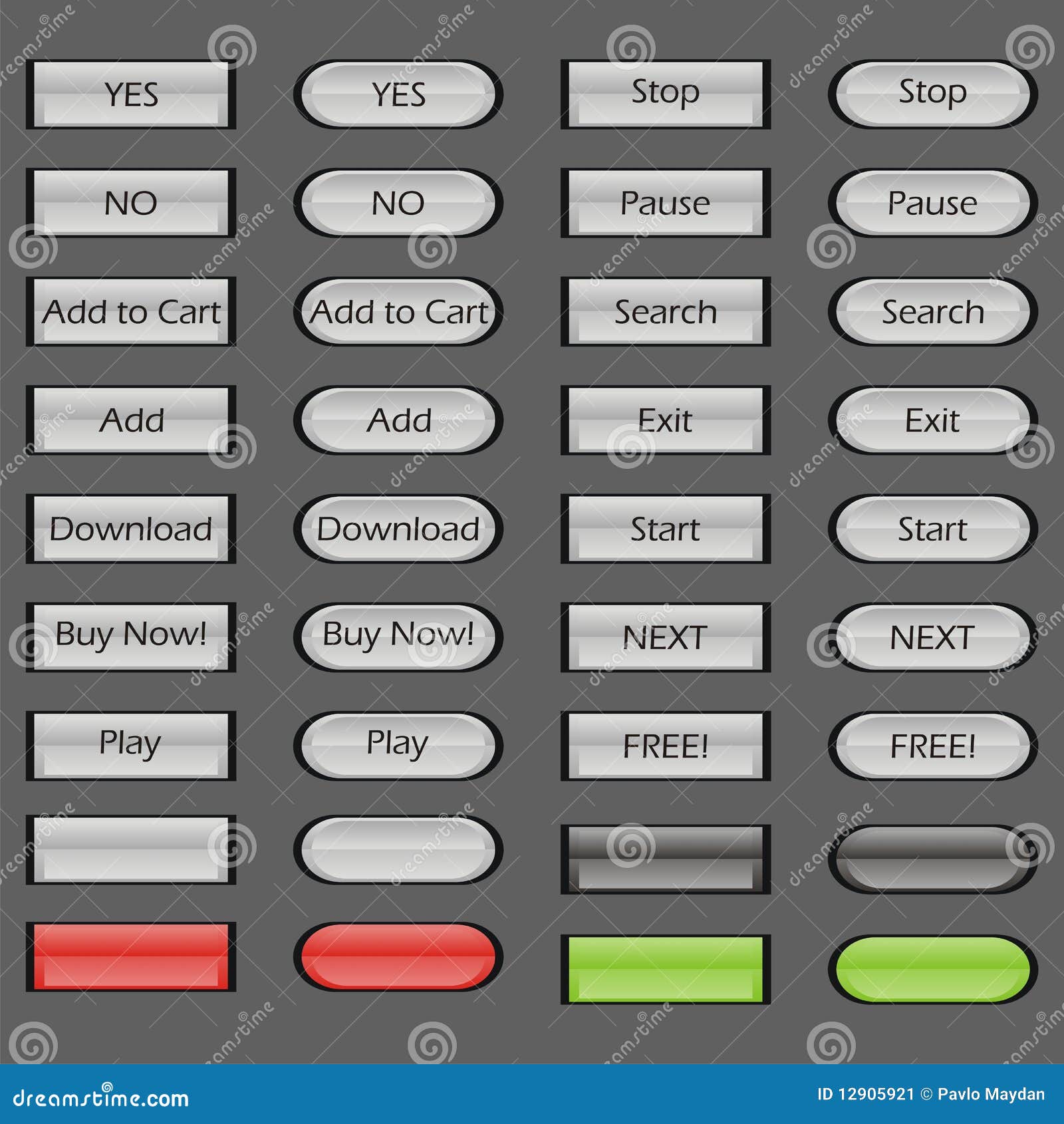 Set of buttons stock vector. Illustration of icon, download - 12905921