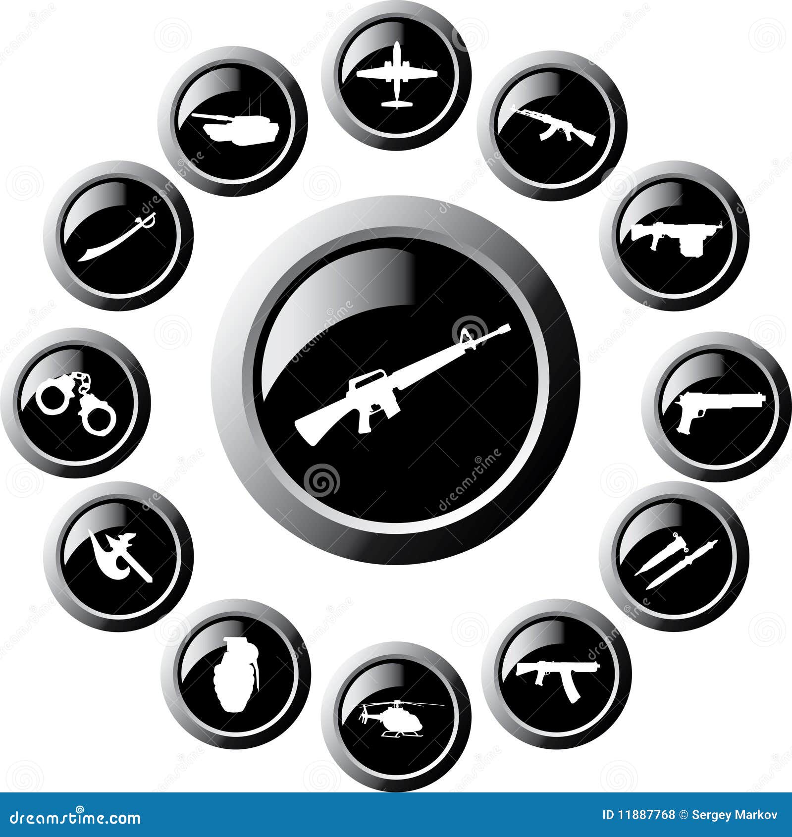 Set Buttons - 154_C. Weapon Stock Illustration - Illustration of ...