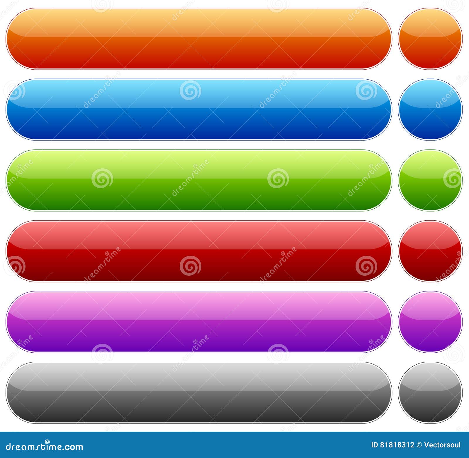 Set of Buttons or Banners with Rounded Corners Stock Vector ...