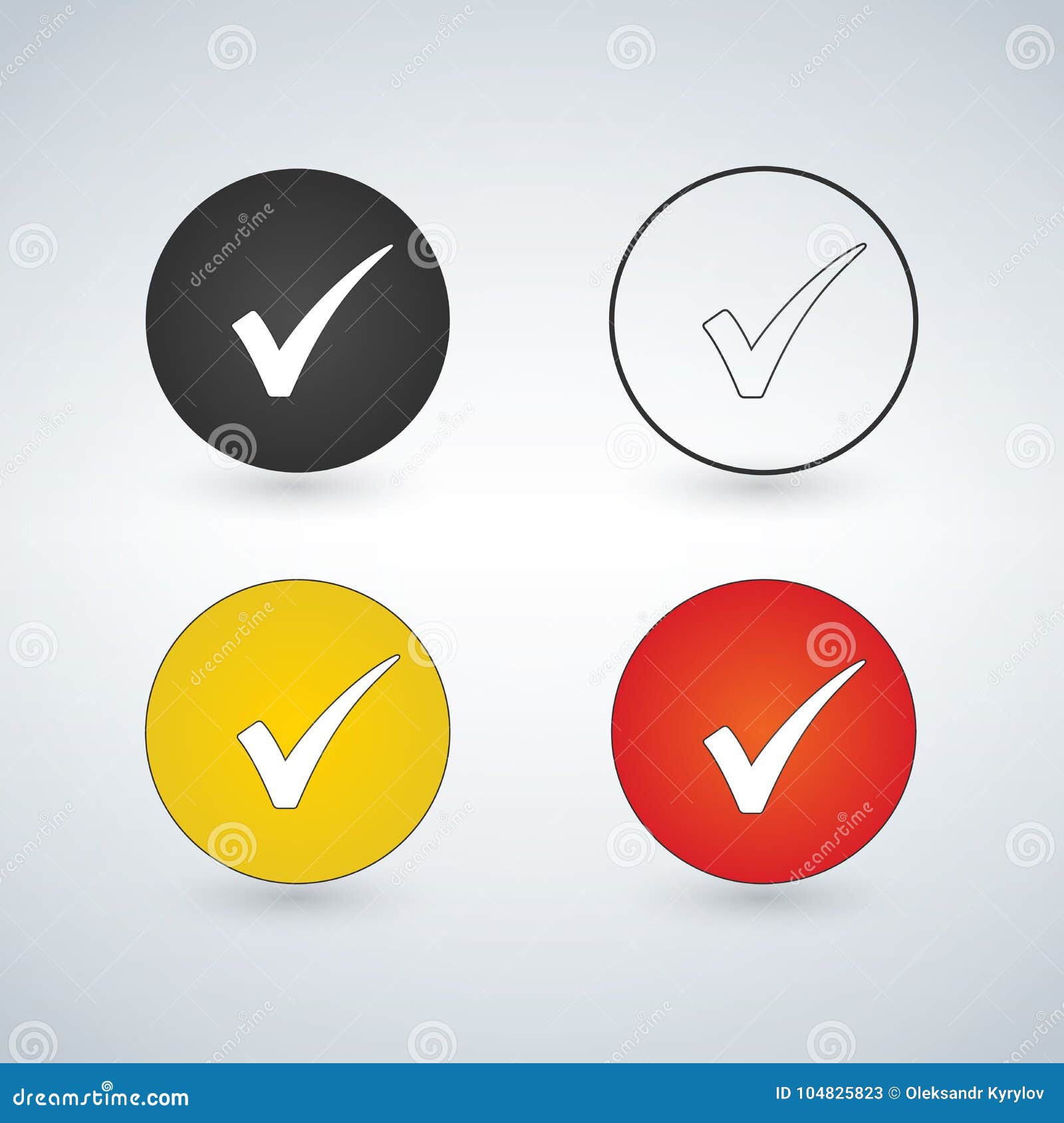 Set of Buttons with Check Marks or Ticks. Checkbox. Web and Mobile ...