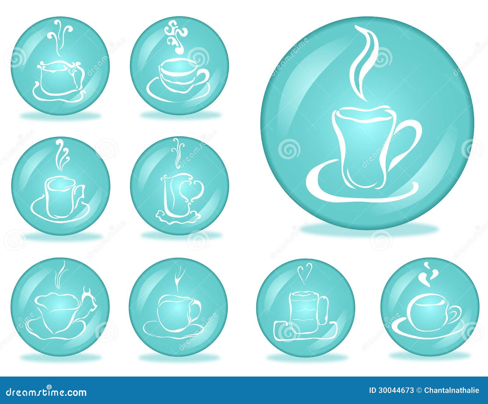 Set of 9 coffee buttons stock vector. Illustration of dessert - 30044673