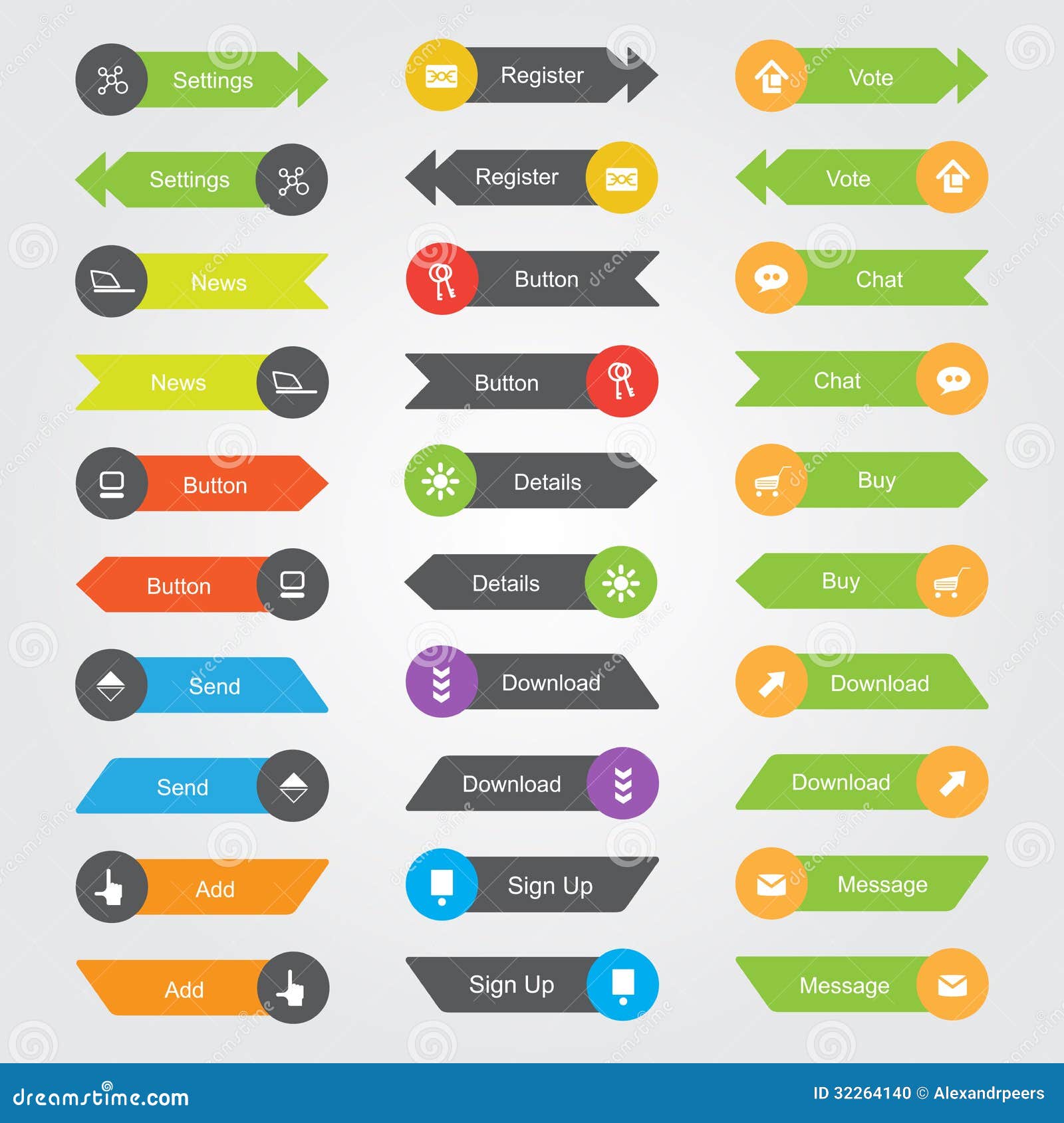 Set of Buttons stock vector. Illustration of interface - 32264140