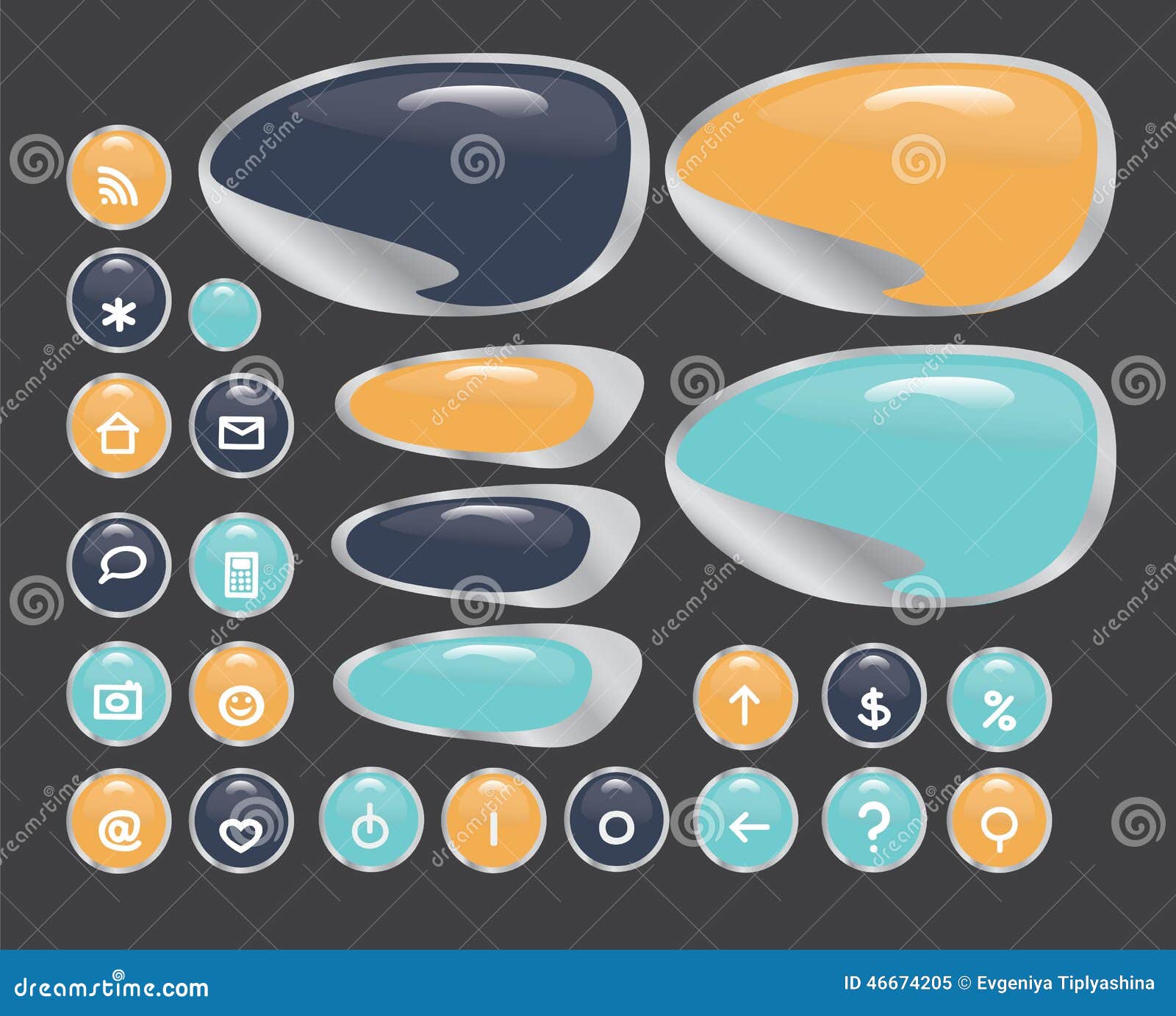 Set of buttons for design stock vector. Illustration of camera - 46674205